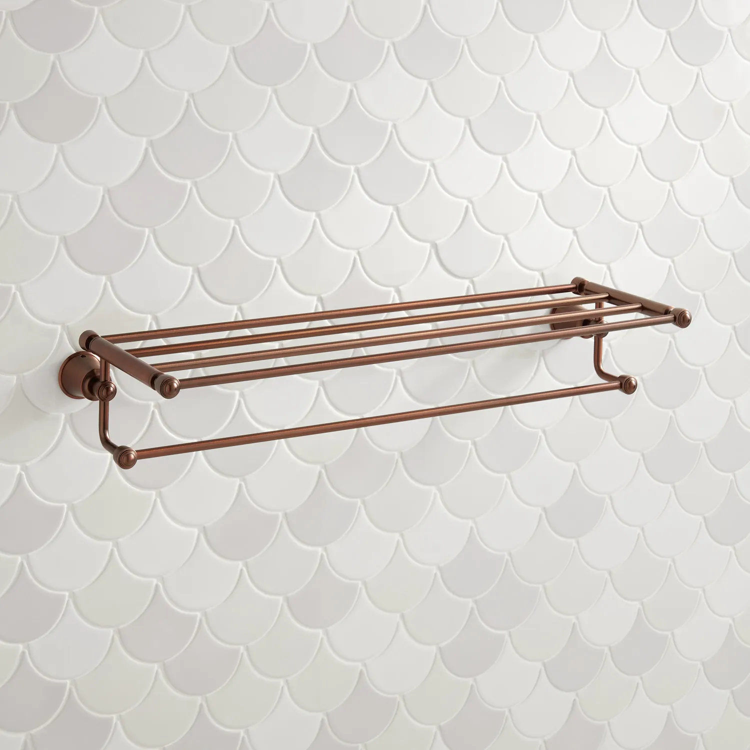 Signature Hardware Cooper Collection Wall-Mount Towel Rack with Shelf ...
