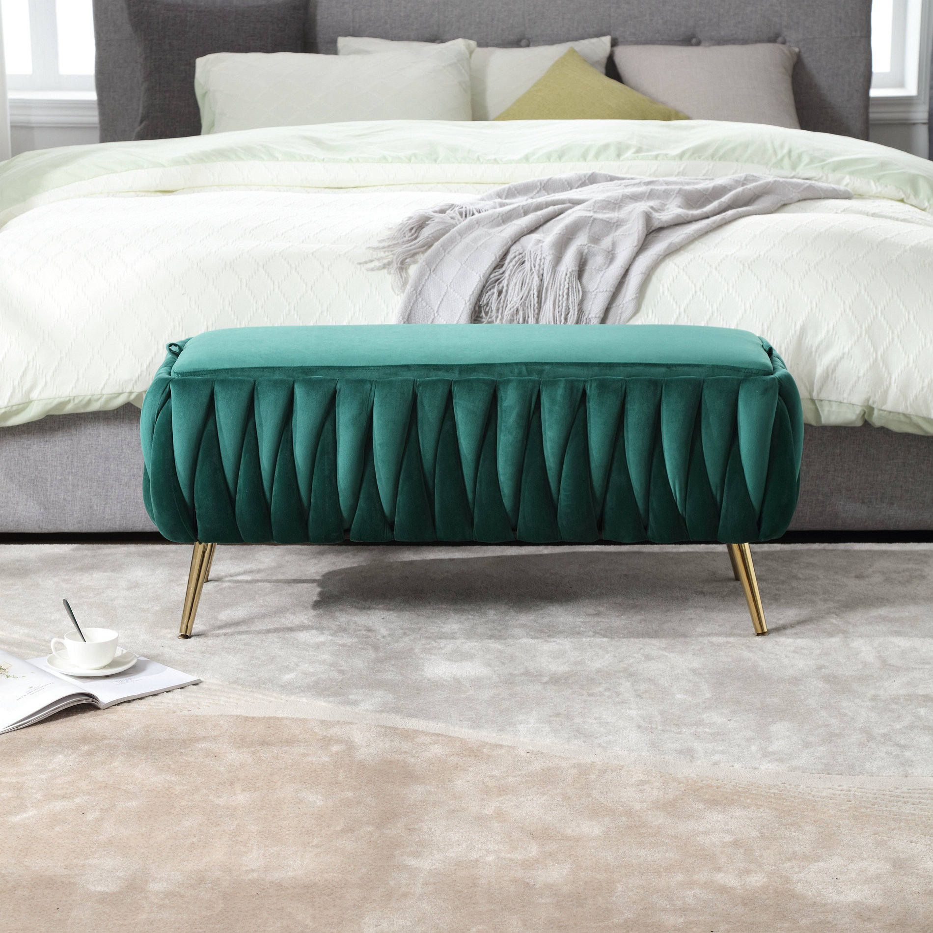 Mercer41 Nedine Velvet Upholstered Storage Bench - Wayfair Canada