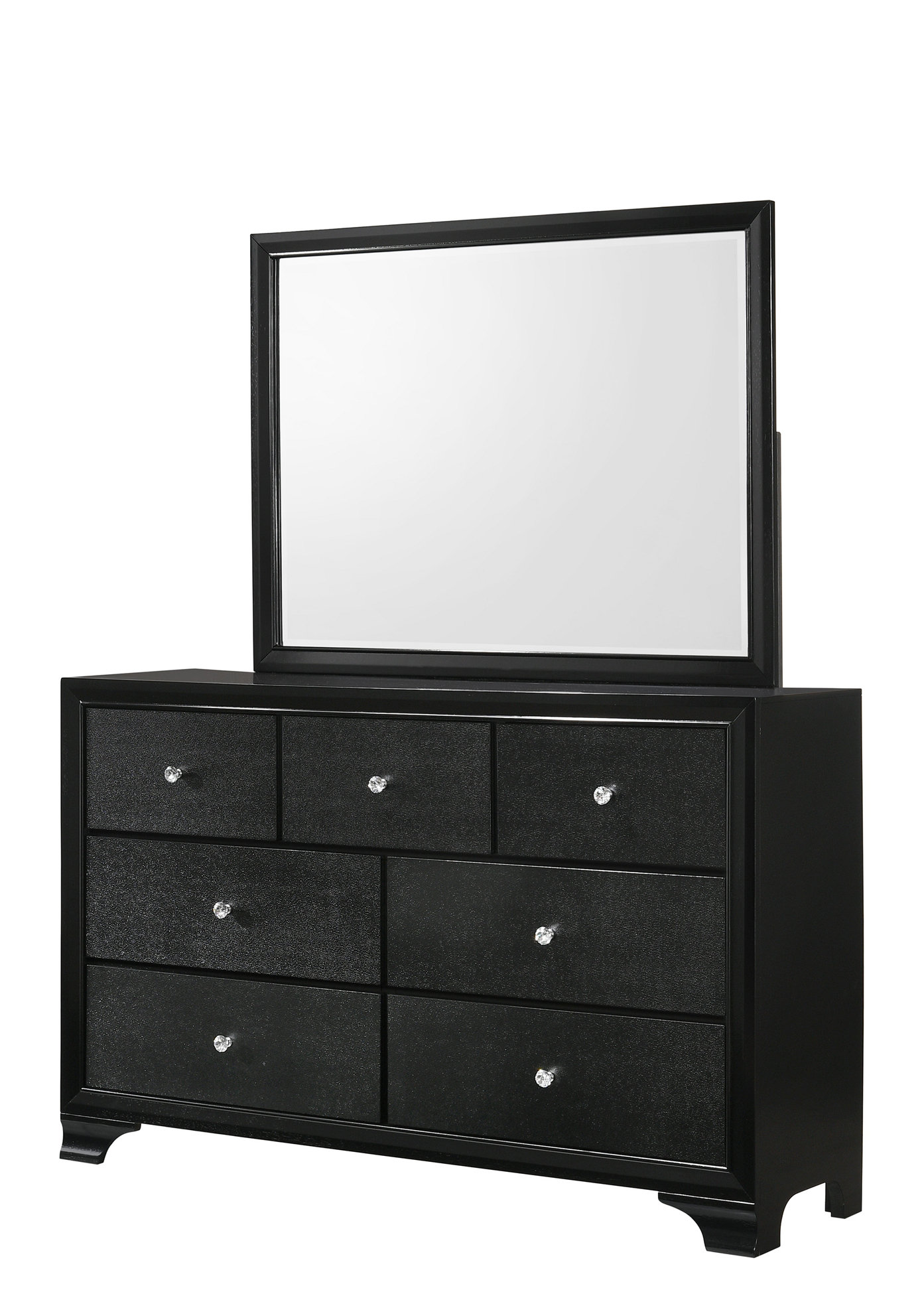 Mercer41 1Pc Modern Glam Style Black Finish Glam Seven Drawer Dresser ...