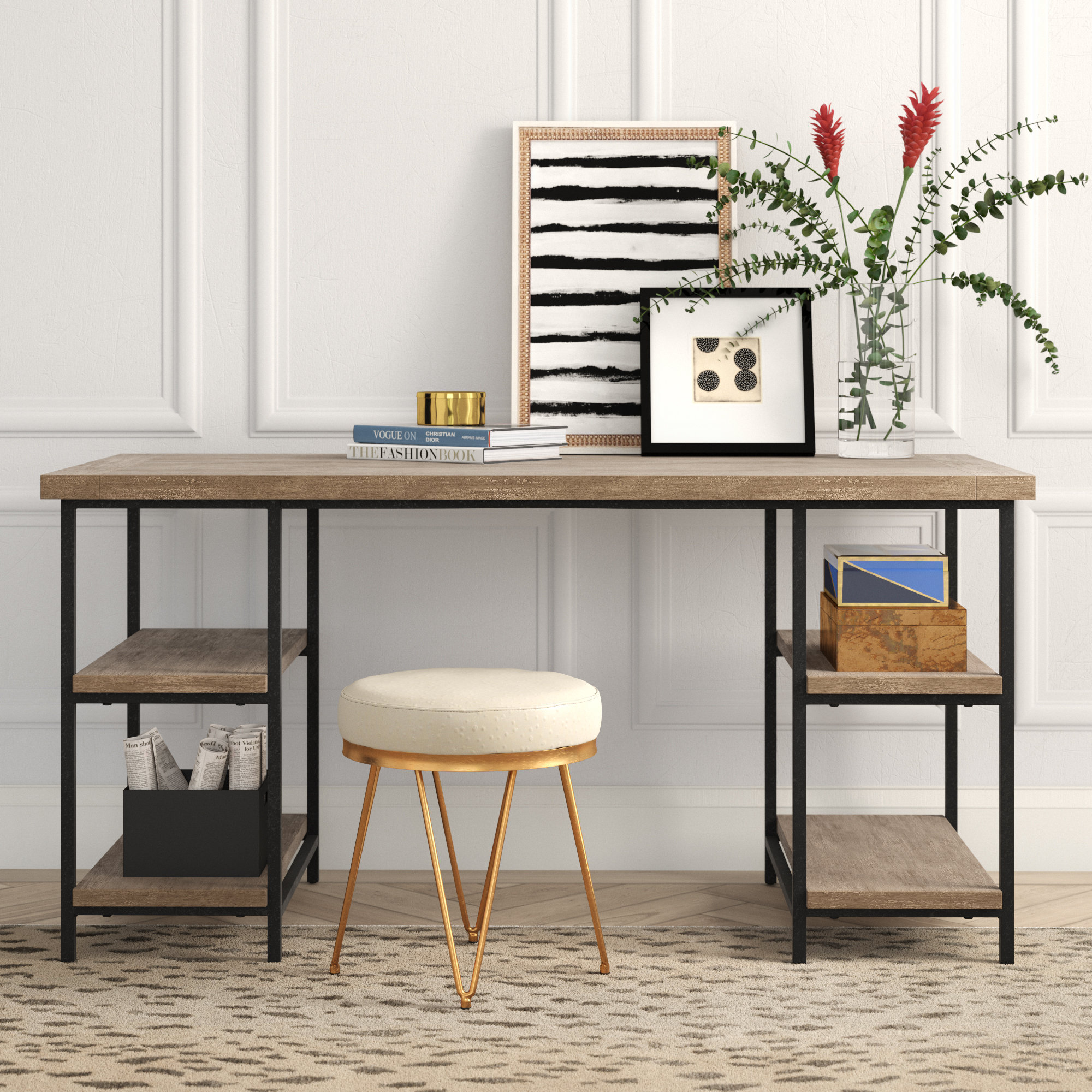 Three Posts Lossett Metal Frame Shelved Desk & Reviews - Wayfair Canada