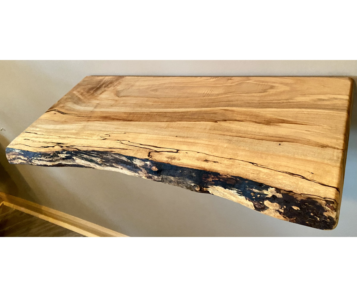 Steel Oak Maple Solid Wood Floating Shelf with Live Edge & Reviews ...