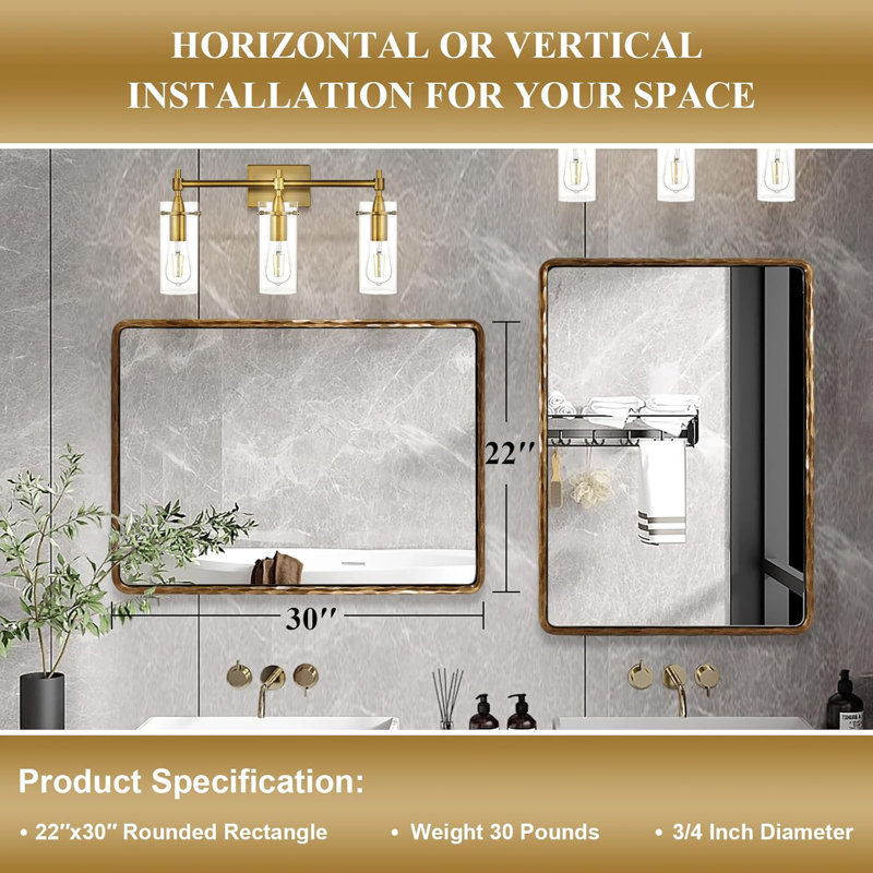 Latitude Run® Brunilde Antique Forged Iron Rectangle Wall Mirrors ...