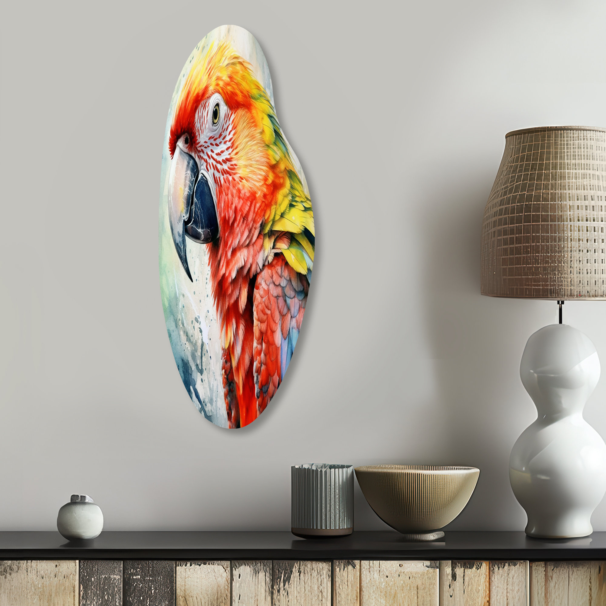 Bay Isle Home™ Parrot Curved Shape Assymterical Metal Wall Art | Wayfair