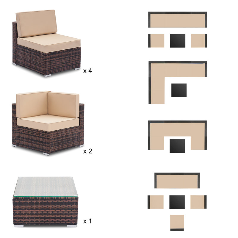 Ebern Designs Aldebaran 6 - Person Outdoor Seating Group with Cushions ...