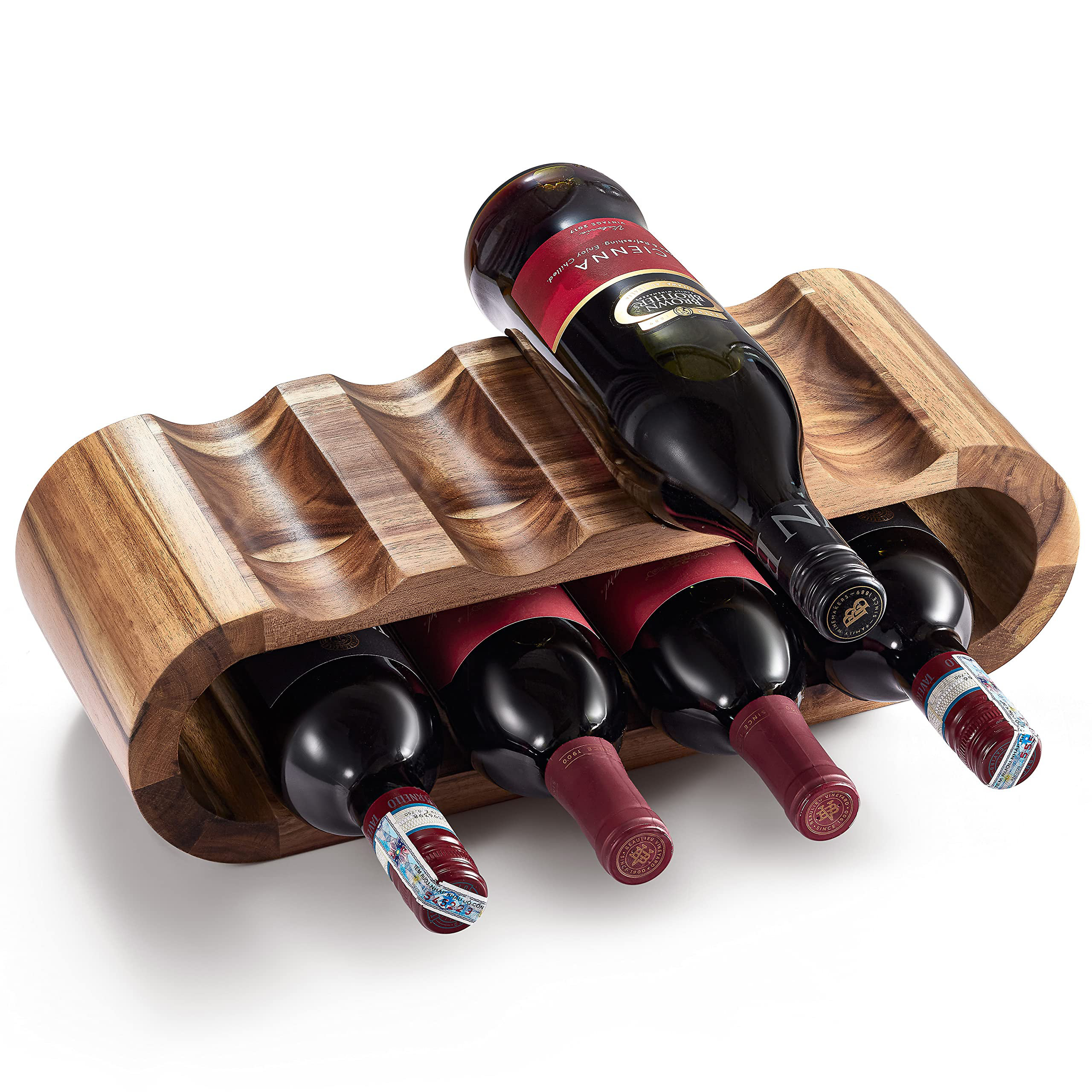 Ophelia & Co. Wooden Countertop Wine Rack, 8 Bottle Acacia Wine Rack ...