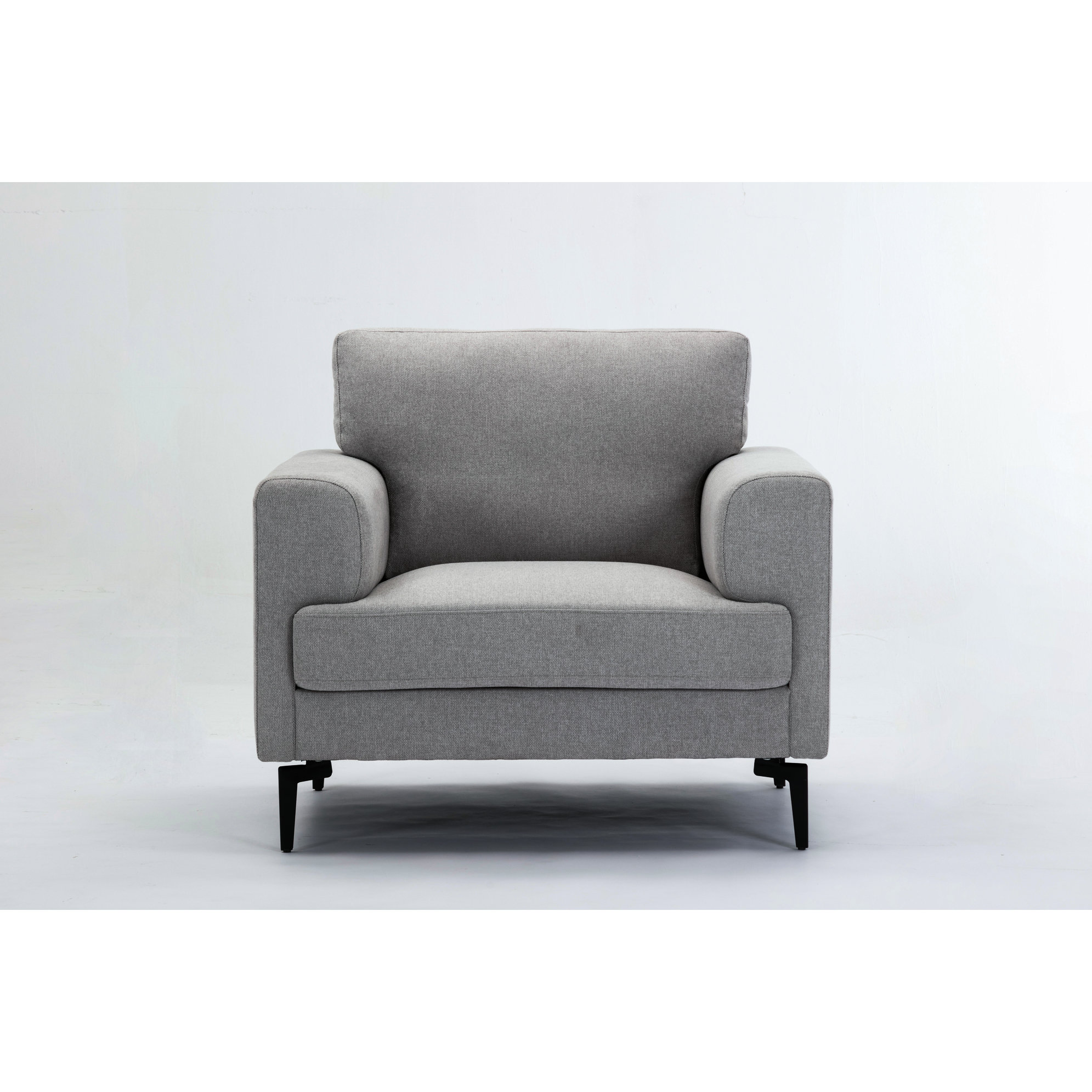 Hokku Designs Grey Accent Chair With Resilient Metal Legs - Linen ...