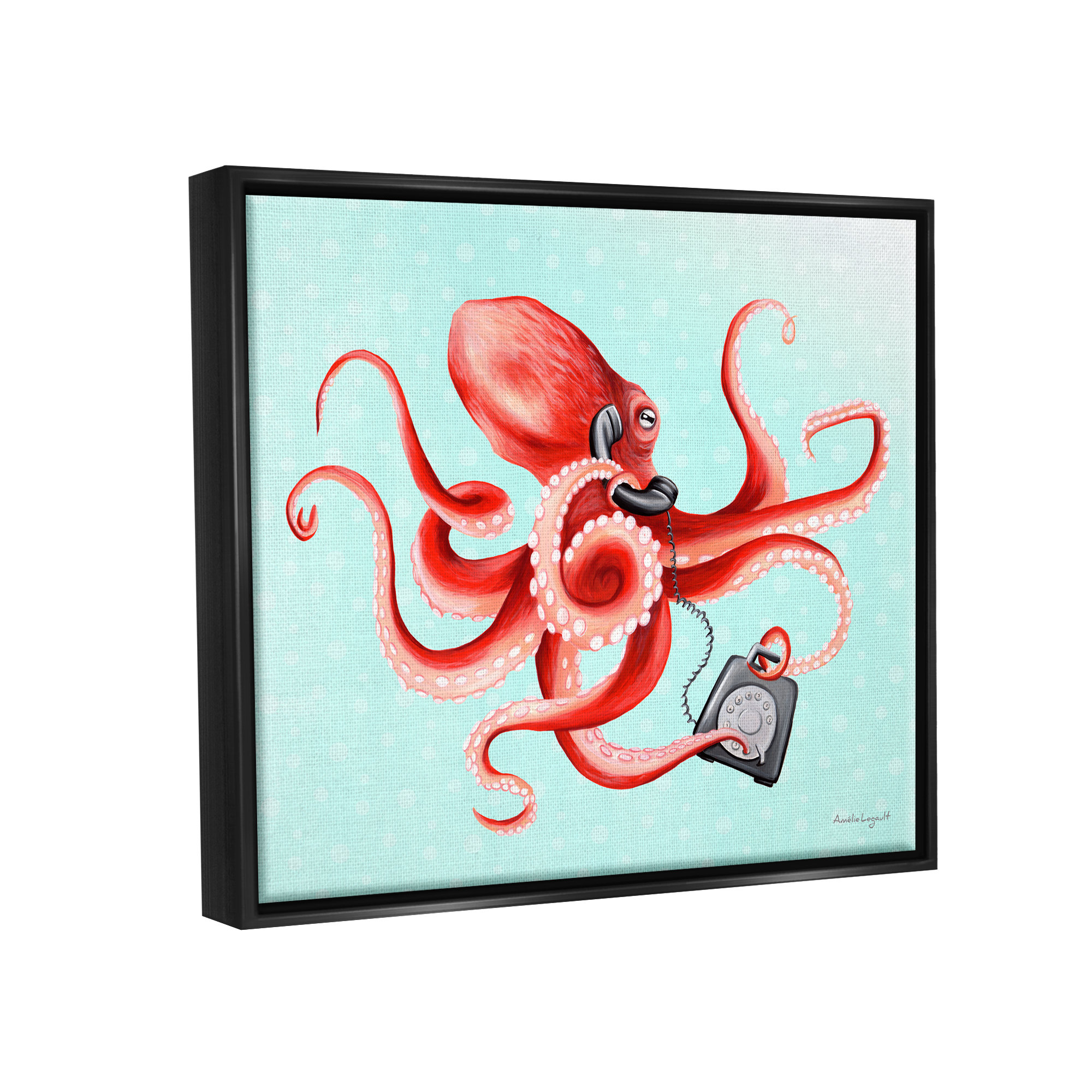 Stupell Industries Red Ombre Octopus Tentacles Retro Rotary Phone by ...