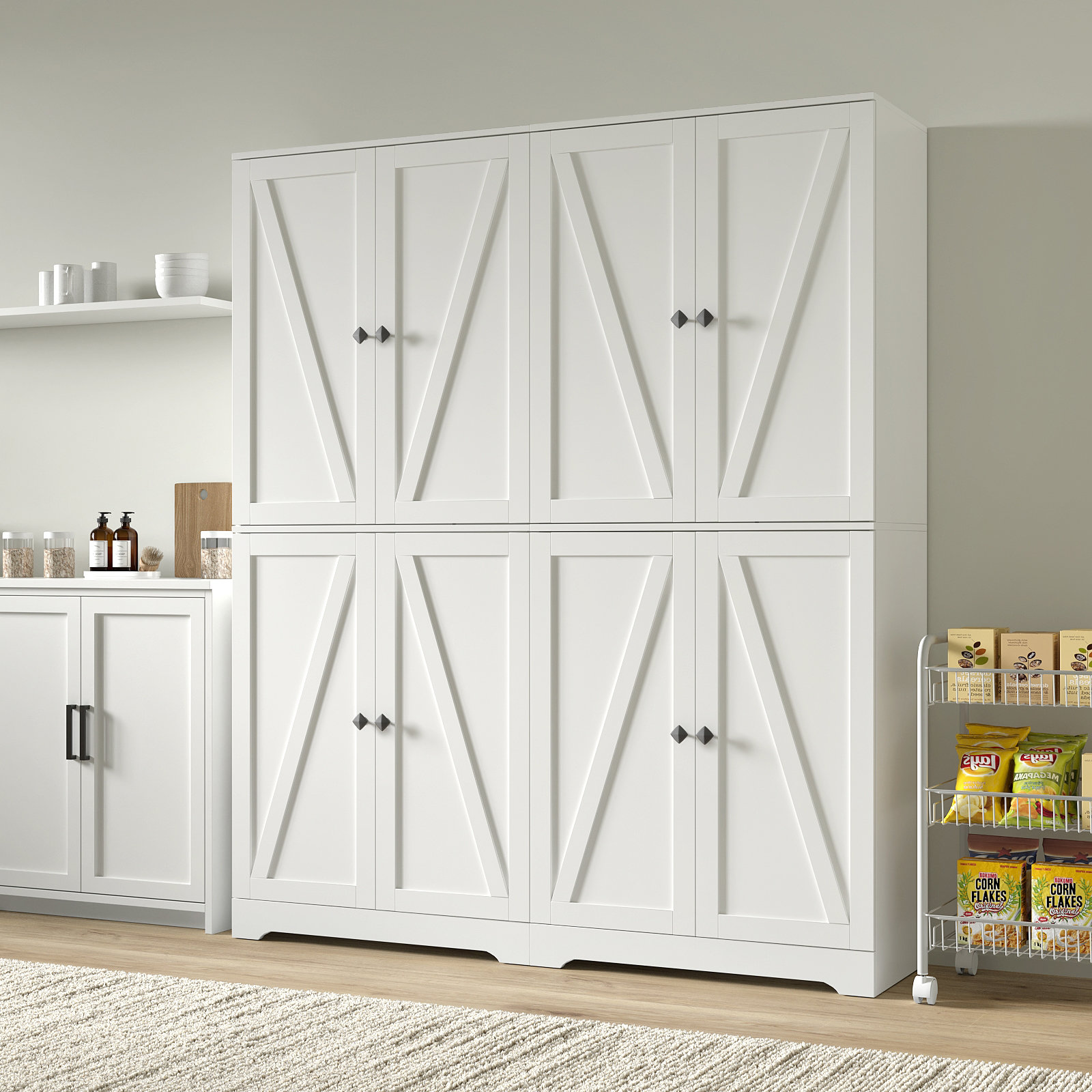 August Grove® 72" Tall Kitchen Pantry Set Of 2, Farmhouse Storage ...