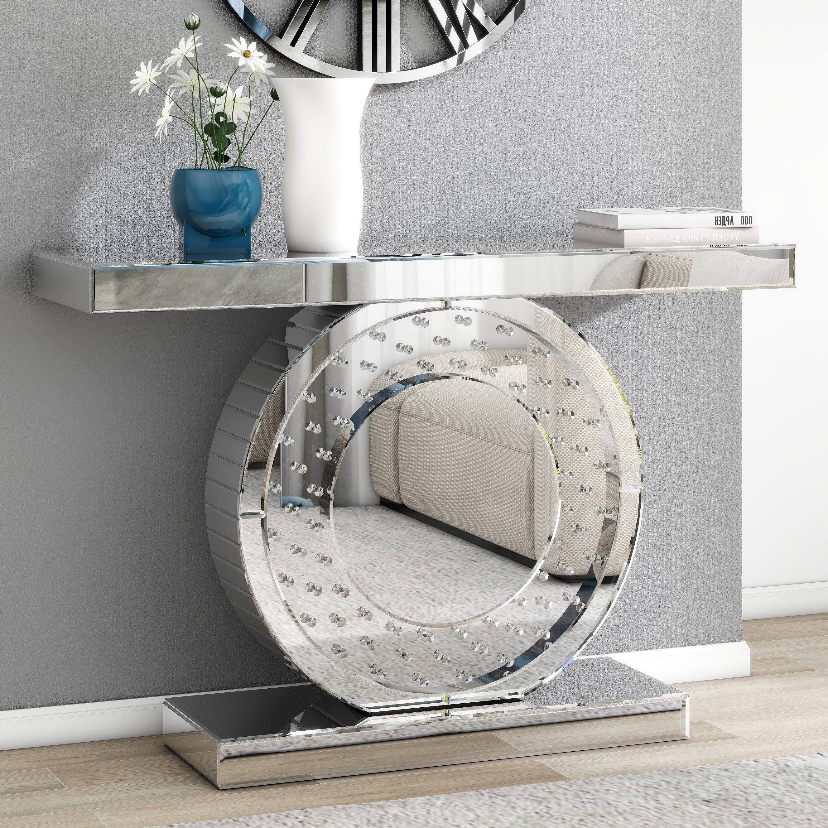 Everly Quinn Rillamas 47.2" Mirrored Glass Console Table & Reviews ...