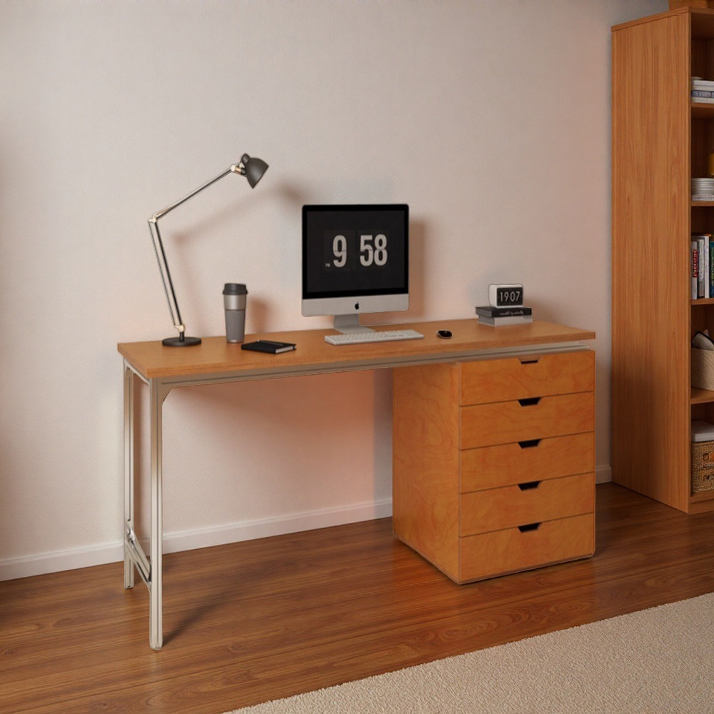 Corrigan Studio® Artificial Board Five-drawer Storage Computer Desk ...
