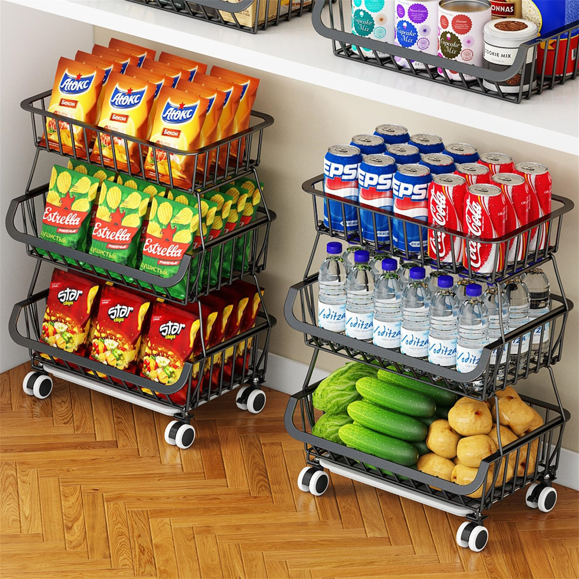 Belfry Kitchen 3-Tier Rolling Pantry Cart With Wheels | Wayfair.co.uk