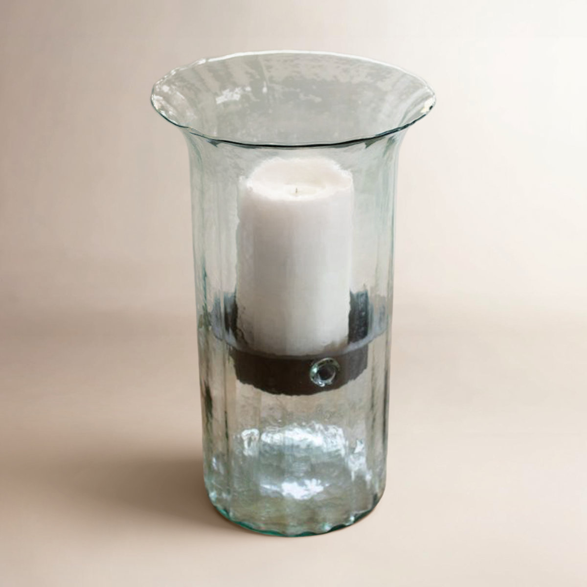 Birch Lane™ Ribbed Glass Candle Cylinder with Rustic Insert - Large ...