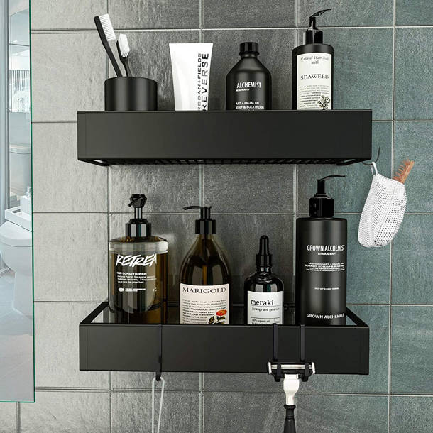 Rebrilliant Stainless Adhesive Shower Caddy with Hooks & Reviews | Wayfair