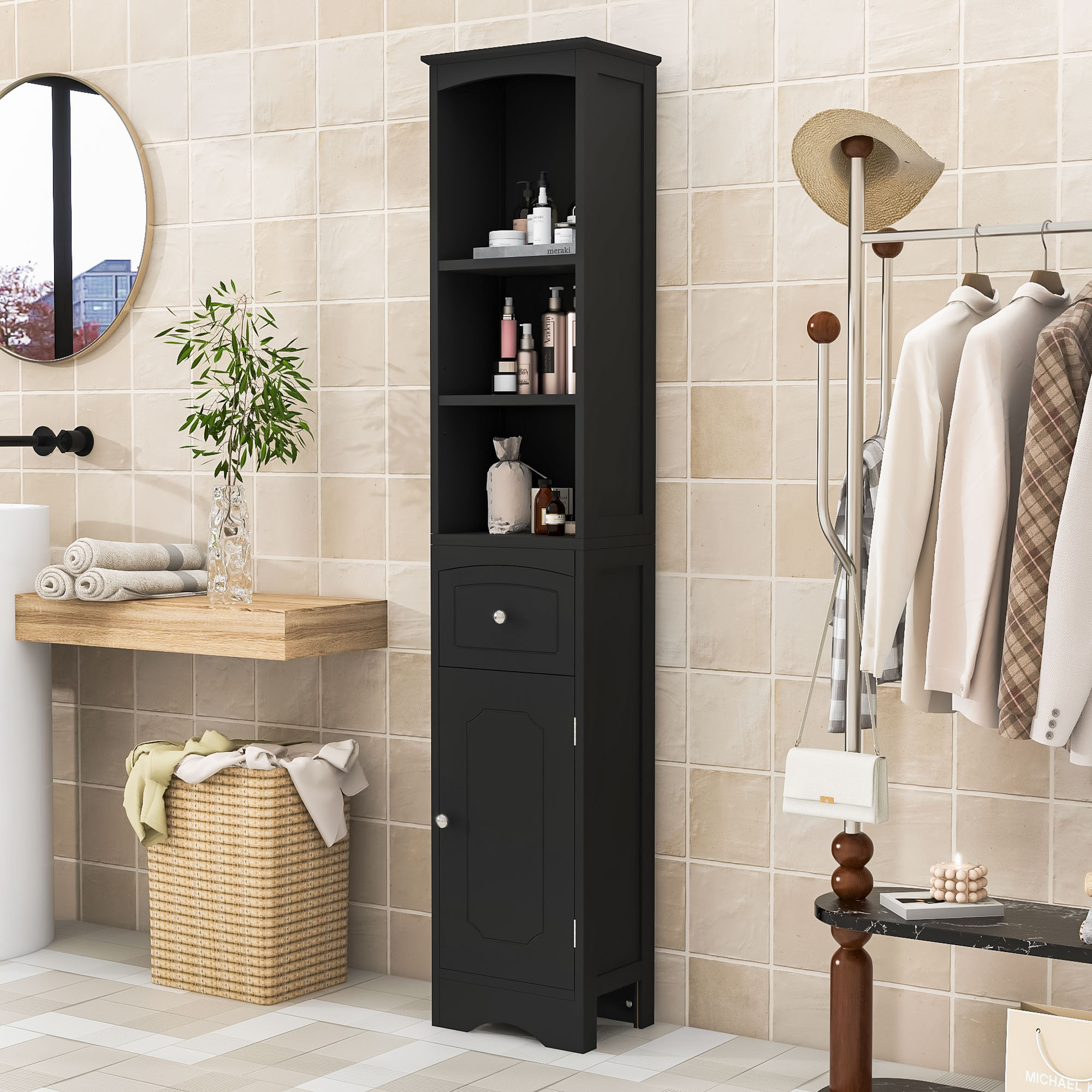 Lark Manor Compact and Stylish Bathroom Cabinet with Grooved Drawers ...
