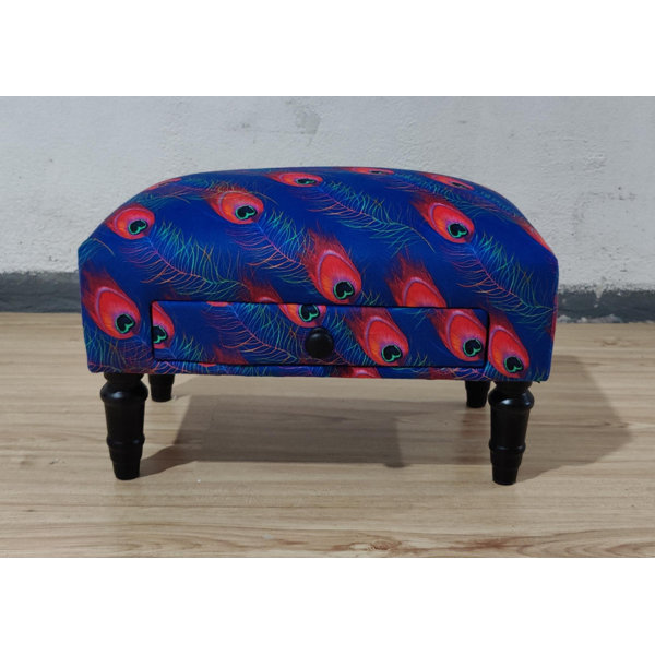 World Menagerie 40cm Wide Velvet Rectangle Floral Footstool Ottoman ...