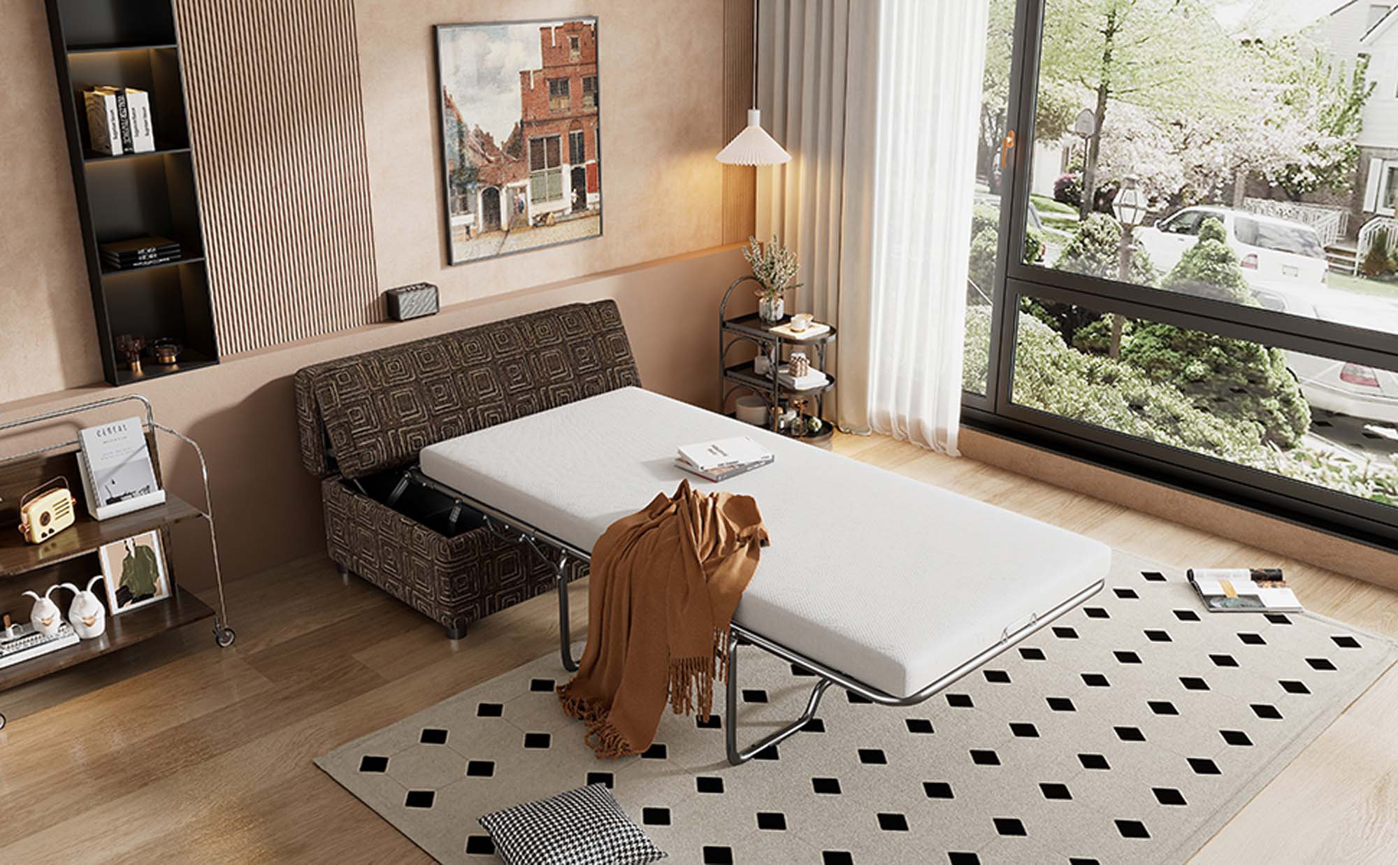 Latitude Run® Twin Size Folding Ottoman Sleeper Bed With Mattress ...