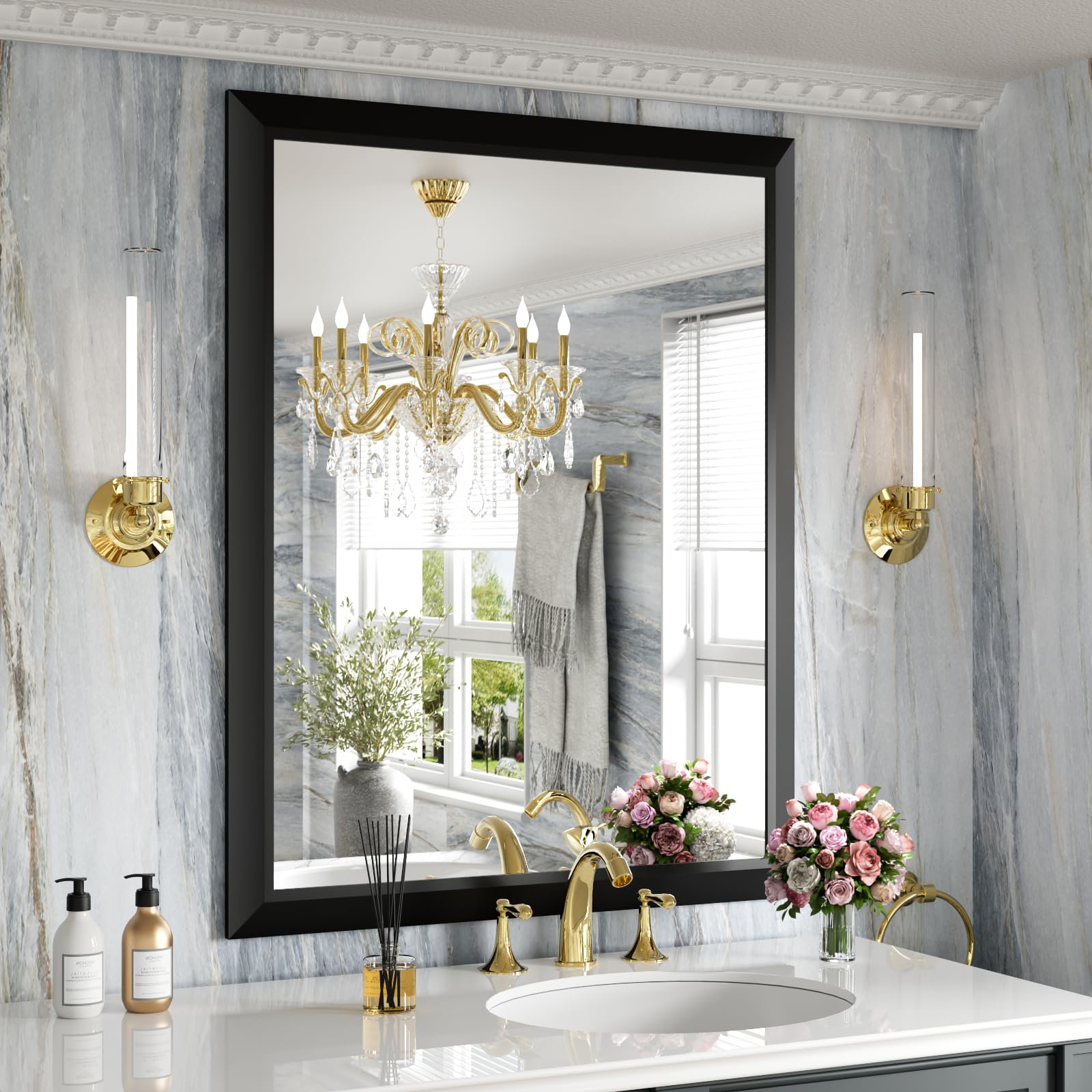 Latitude Run® Amara Tempered Glass and Aluminum Alloy Framed French ...