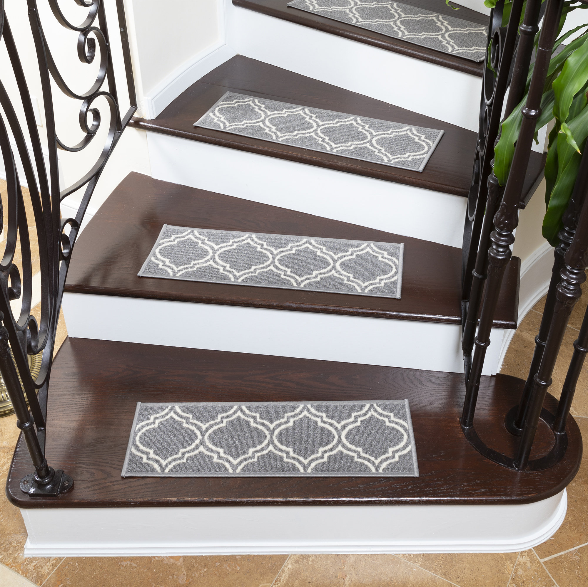 Ottomanson Non-Slip Rubberback Trellis Indoor Stair Treads For Wooden ...