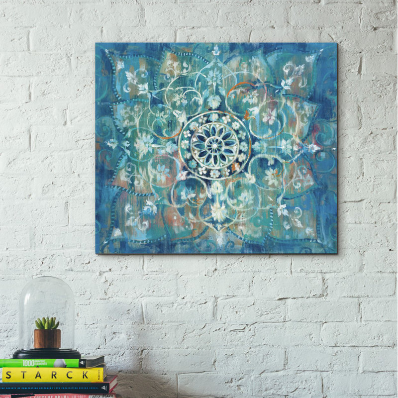 Bungalow Rose 'Mandala in Blue I' Acrylic Painting Print on Canvas ...