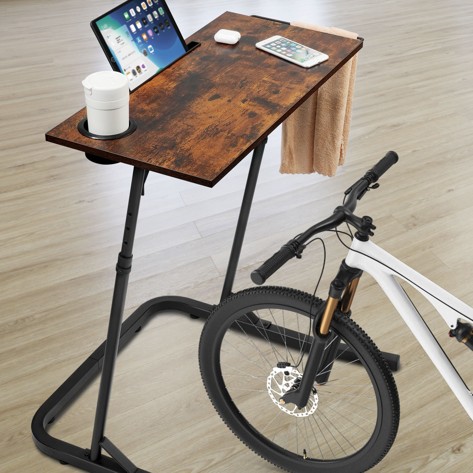 17 Stories Atlandida Adjustable Bike Trainer Desk, Treadmill Desk ...
