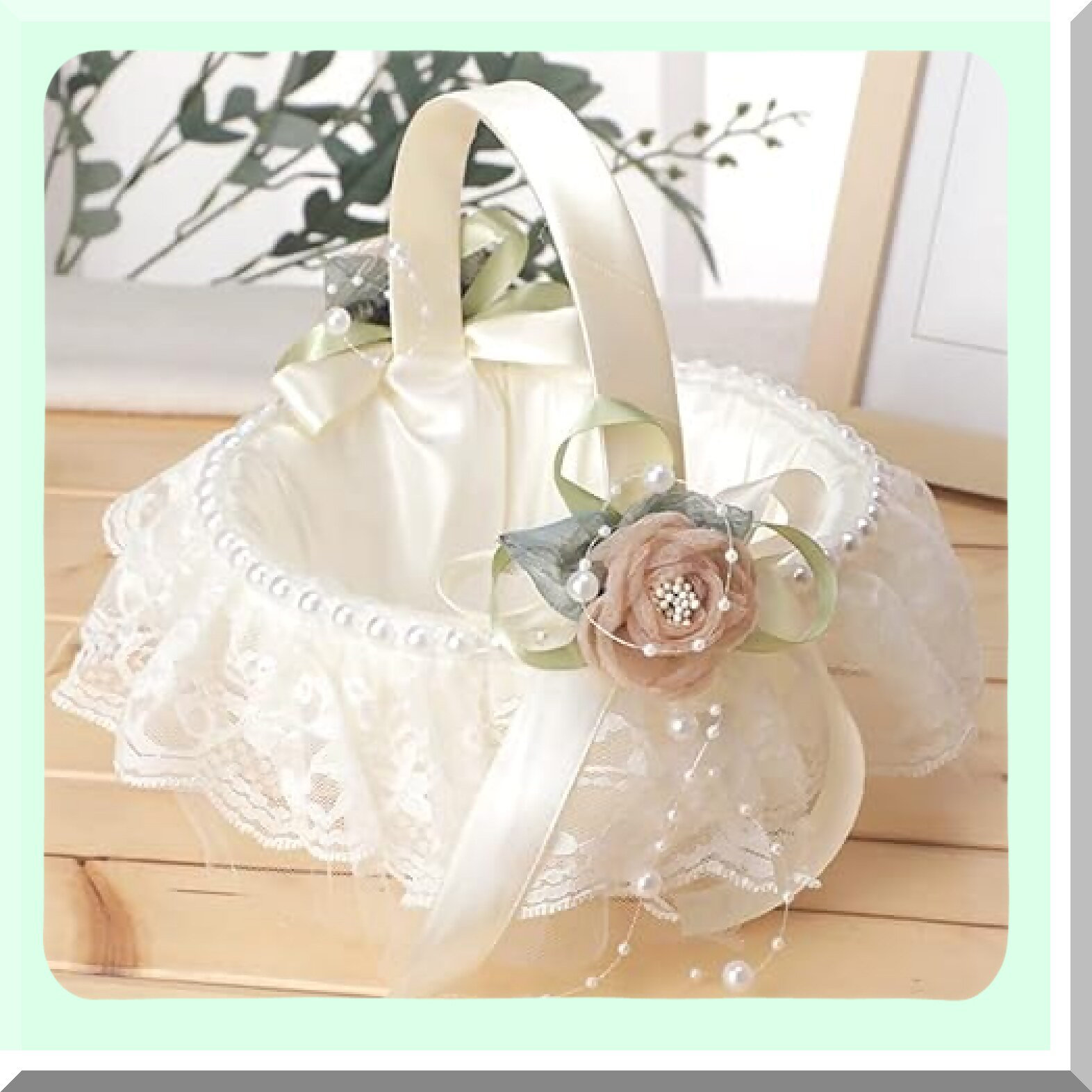 MODAIO Elegant Wedding Flower Girl Basket with Lace and Pearls | Wayfair