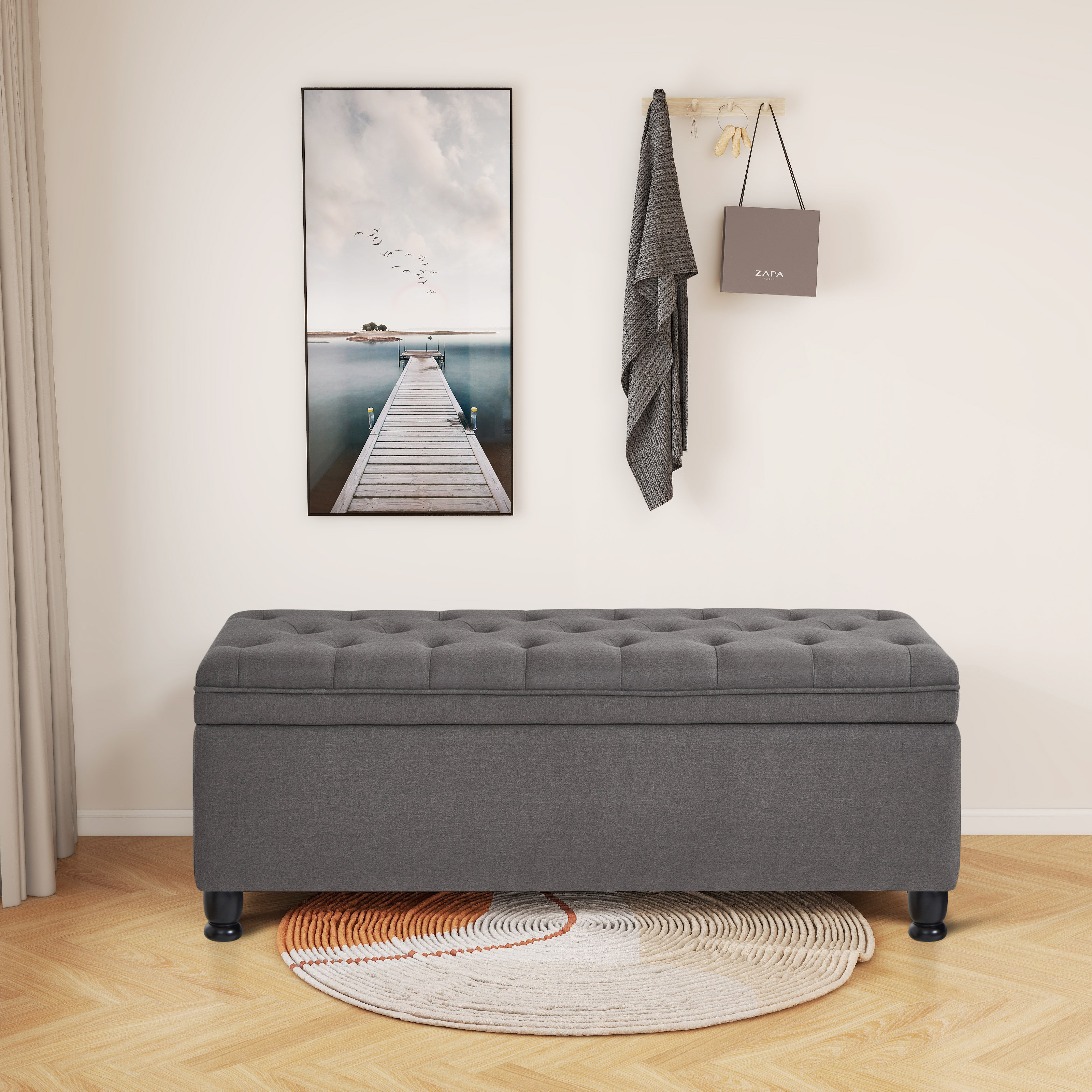 Latitude Run® 45" W Upholstered Flip Top Storage Bench With Tufted Seat ...