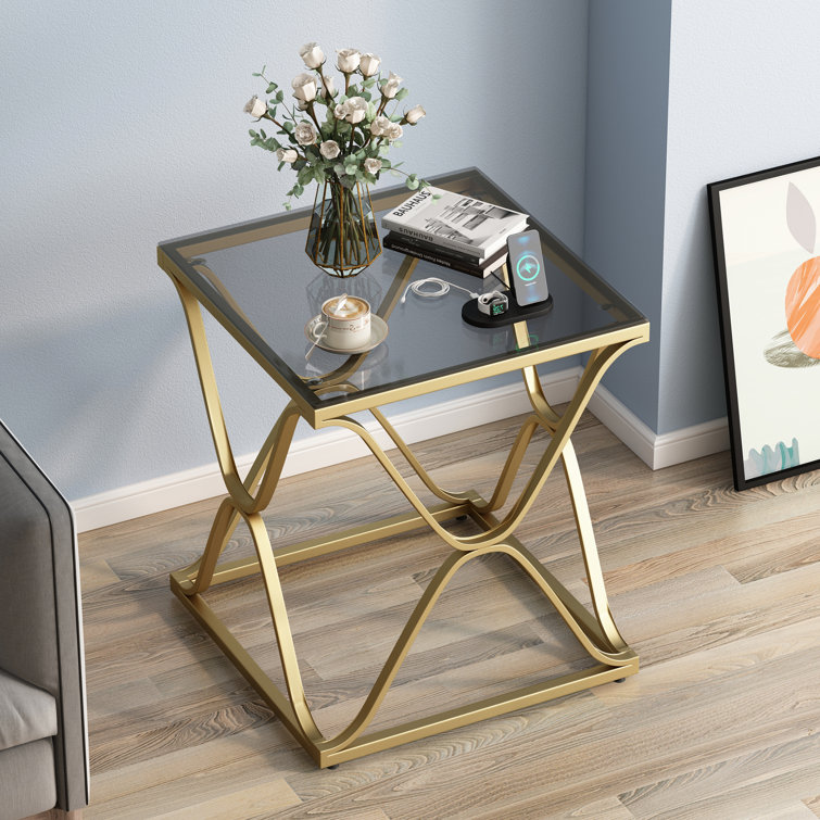 Mercer41 Rodrekus Glass Top End Table & Reviews | Wayfair