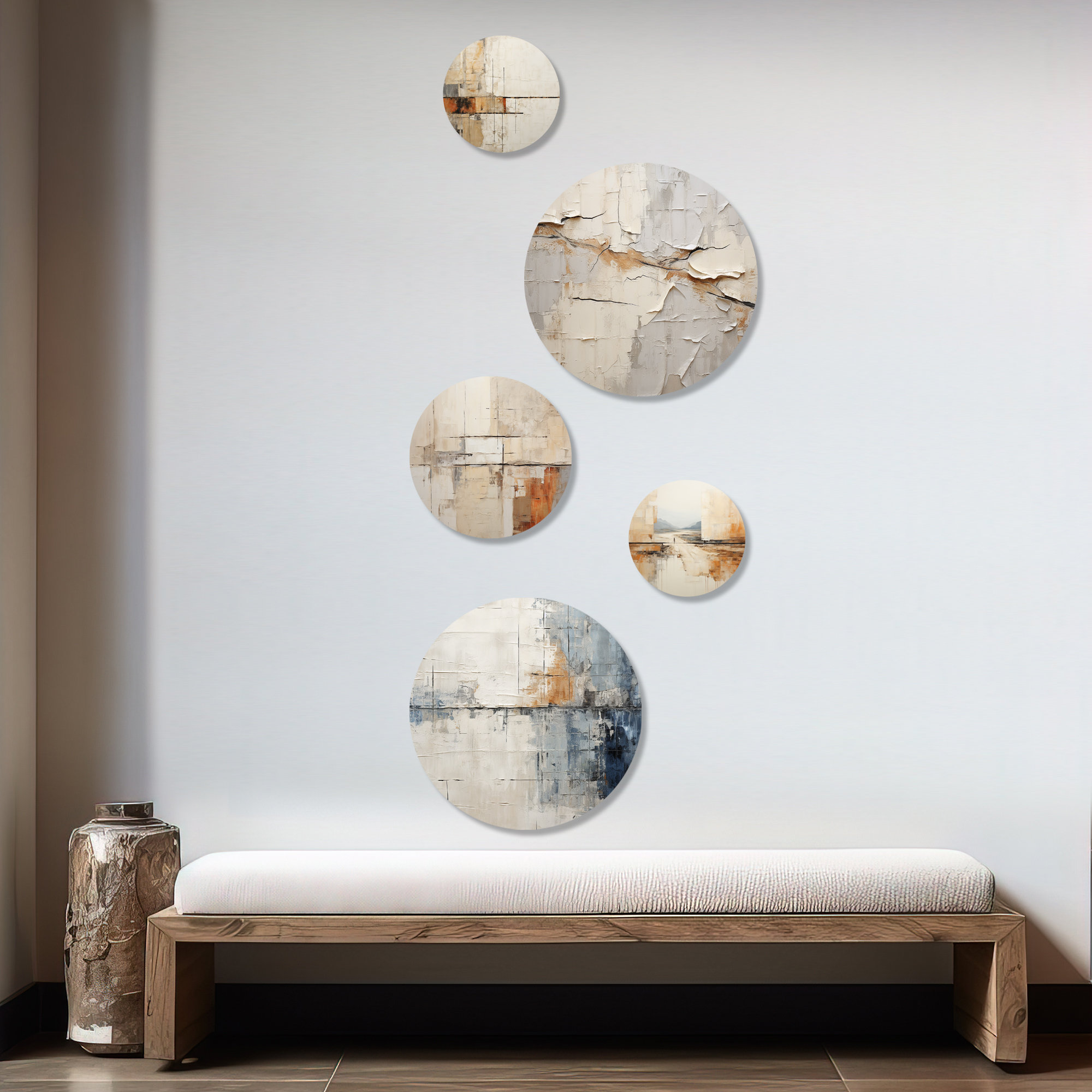 Ivy Bronx Abstract Blue Beige Road Collage - Abstract Collages Abstract ...