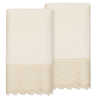Linum Home Textiles 2 Piece Turkish Cotton Cream Lace Embellished Bath ...