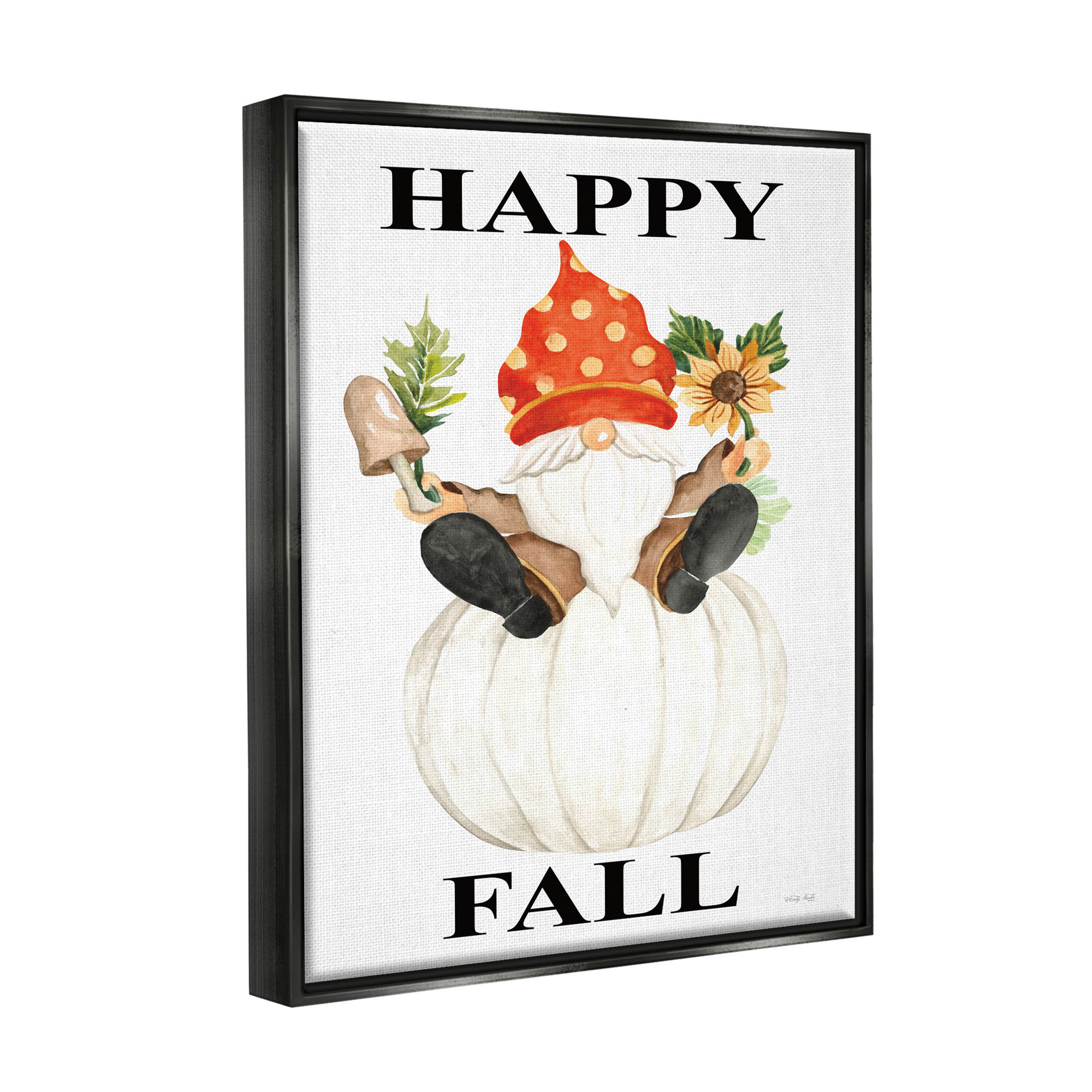 The Holiday Aisle® Happy Fall Whimsical Gnome Floater Canvas Wall Art ...