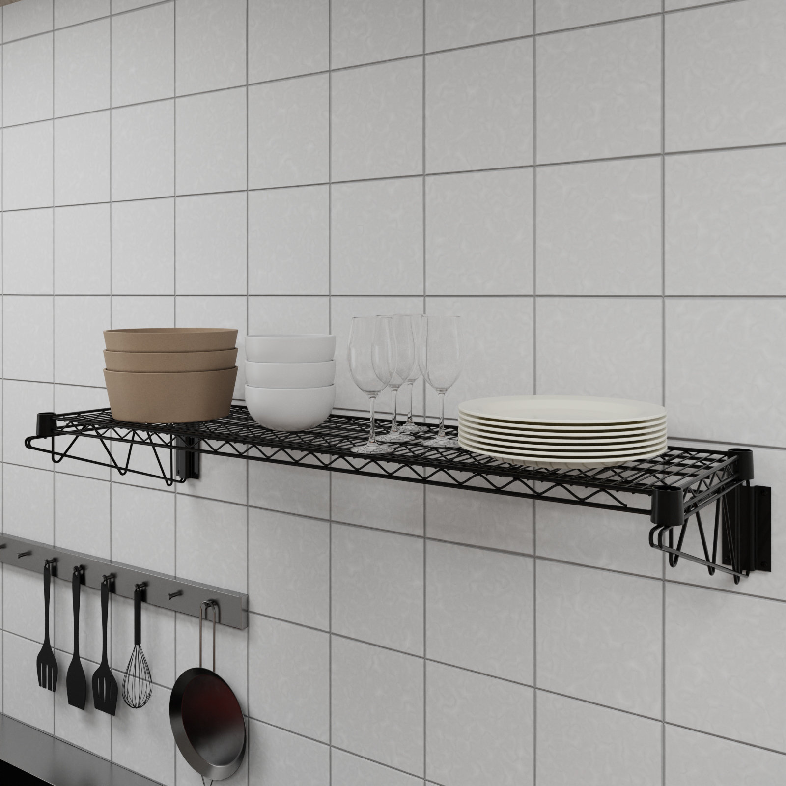 Amgood 14 In. X 48 In. Black Epoxy Wire Wall Mount Shelf - Wayfair Canada