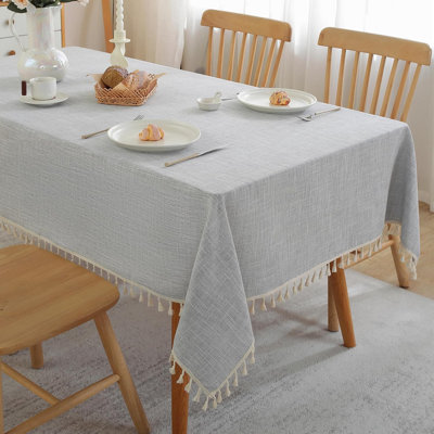 light grey rectangle tablecloth