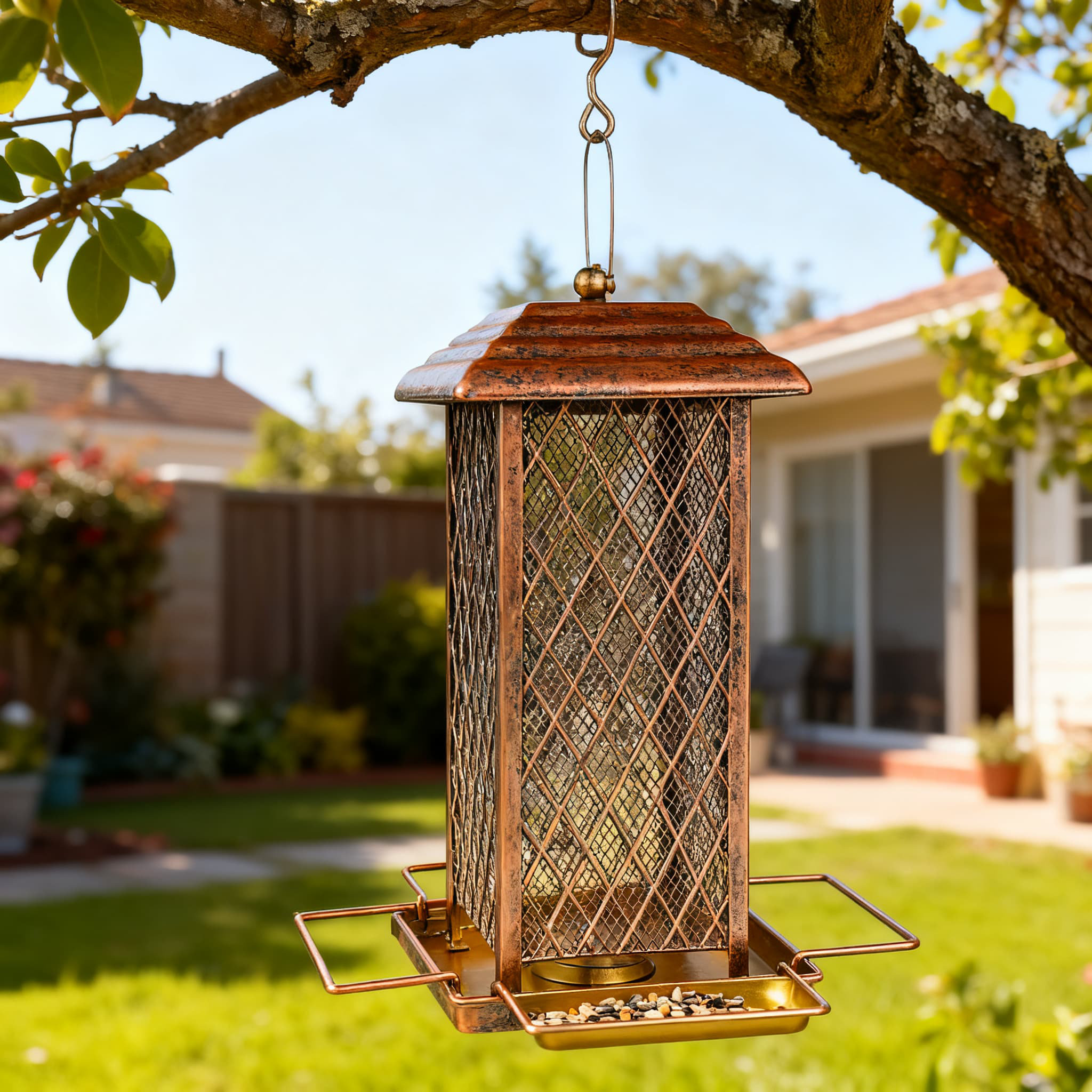 Arlmont & Co. Vintage Lantern Bird Feeder For Outdoors, Heavy Duty ...