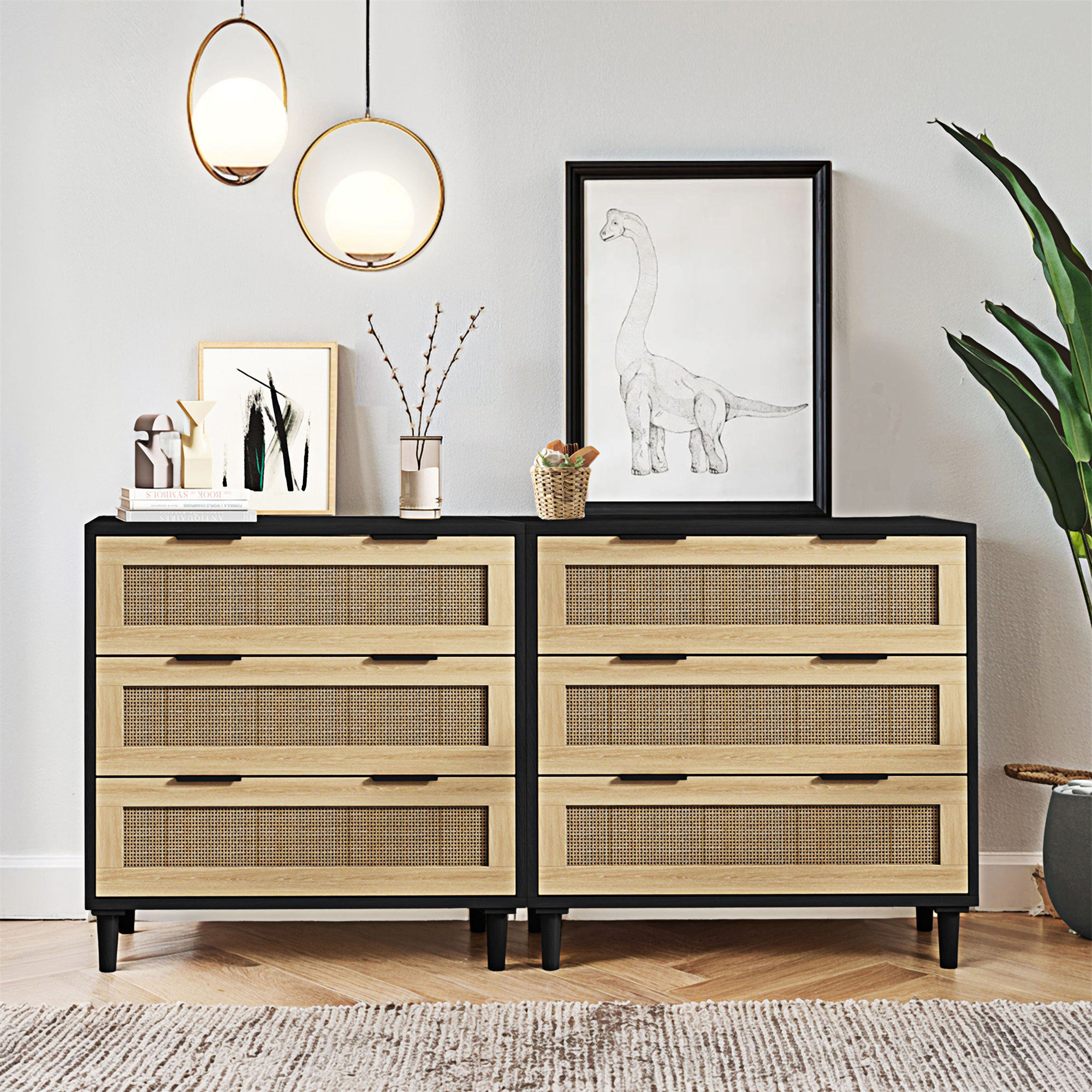 Bay Isle Home™ 3-Drawers Rattan Storage Cabinet Rattan Drawer | Wayfair