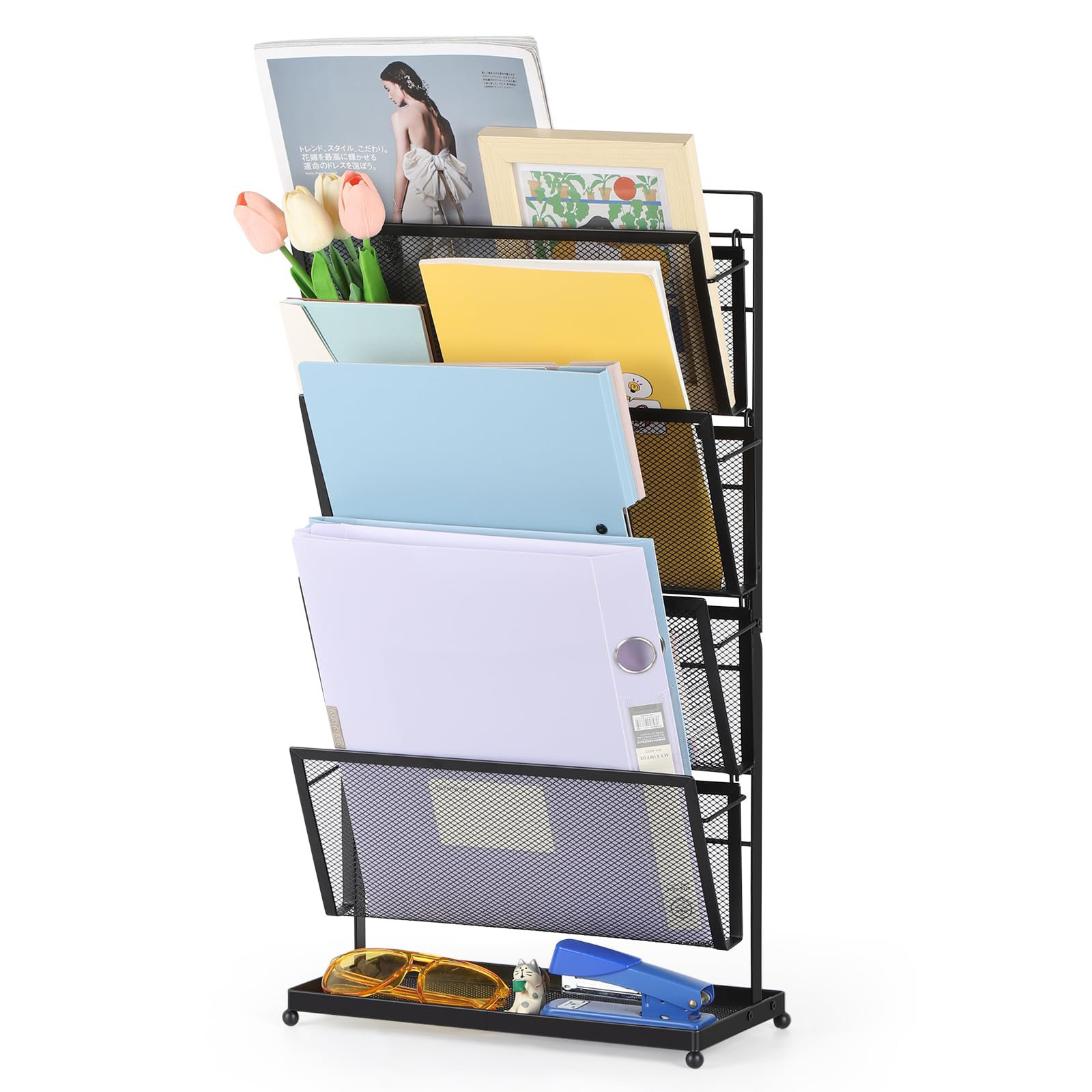 Rebrilliant Magazine Rack 4 Tier Brochure Display Stand Storage ...