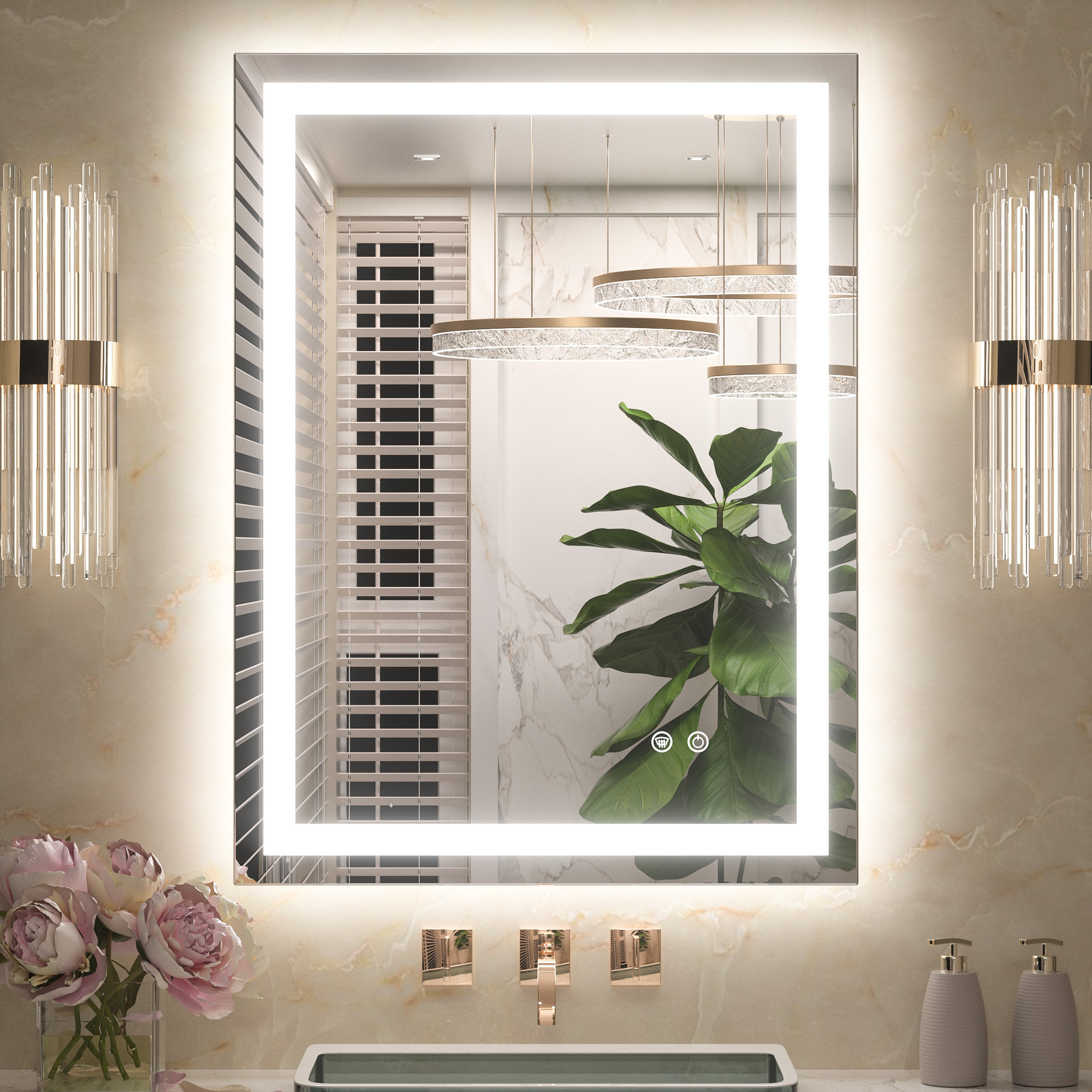 Ivy Bronx Cardier Front&Backlit Wall Mount Bathroom Vanity Mirror with ...