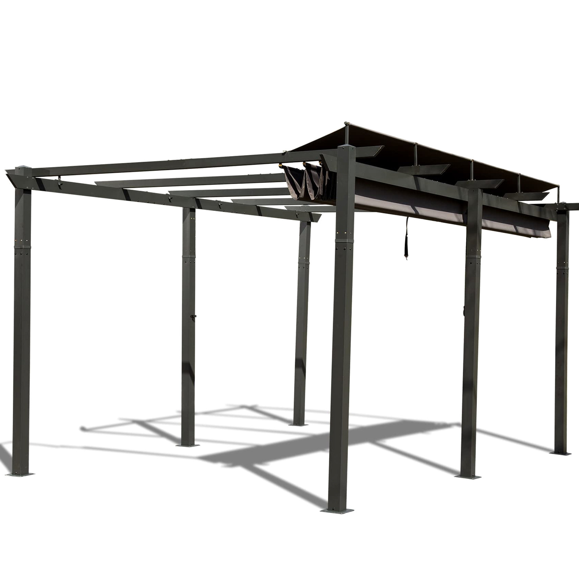 Hokku Designs 11 X 16 Ft Dark Grey Courtyard Relaxation Centre Pergola ...