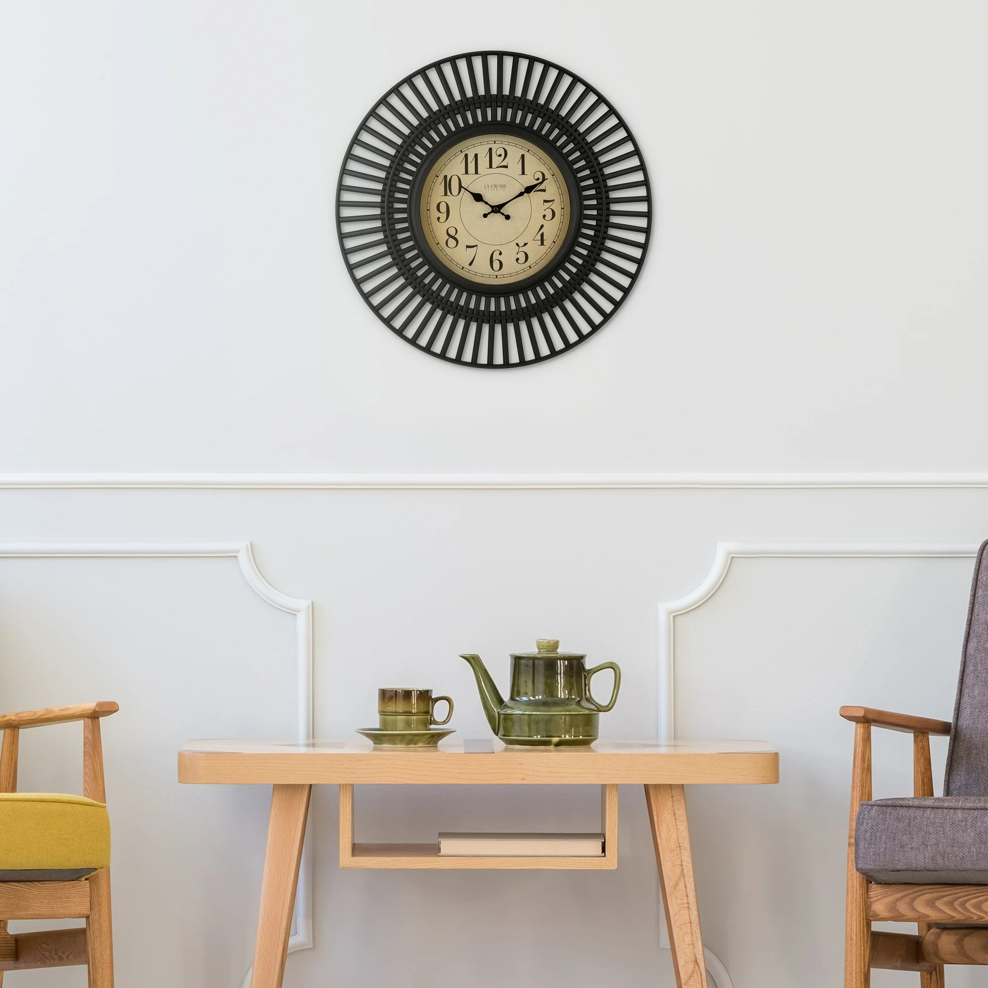 Charlton Home® Clock 20-Inch Covington Contemporary Black Quartz Analog ...