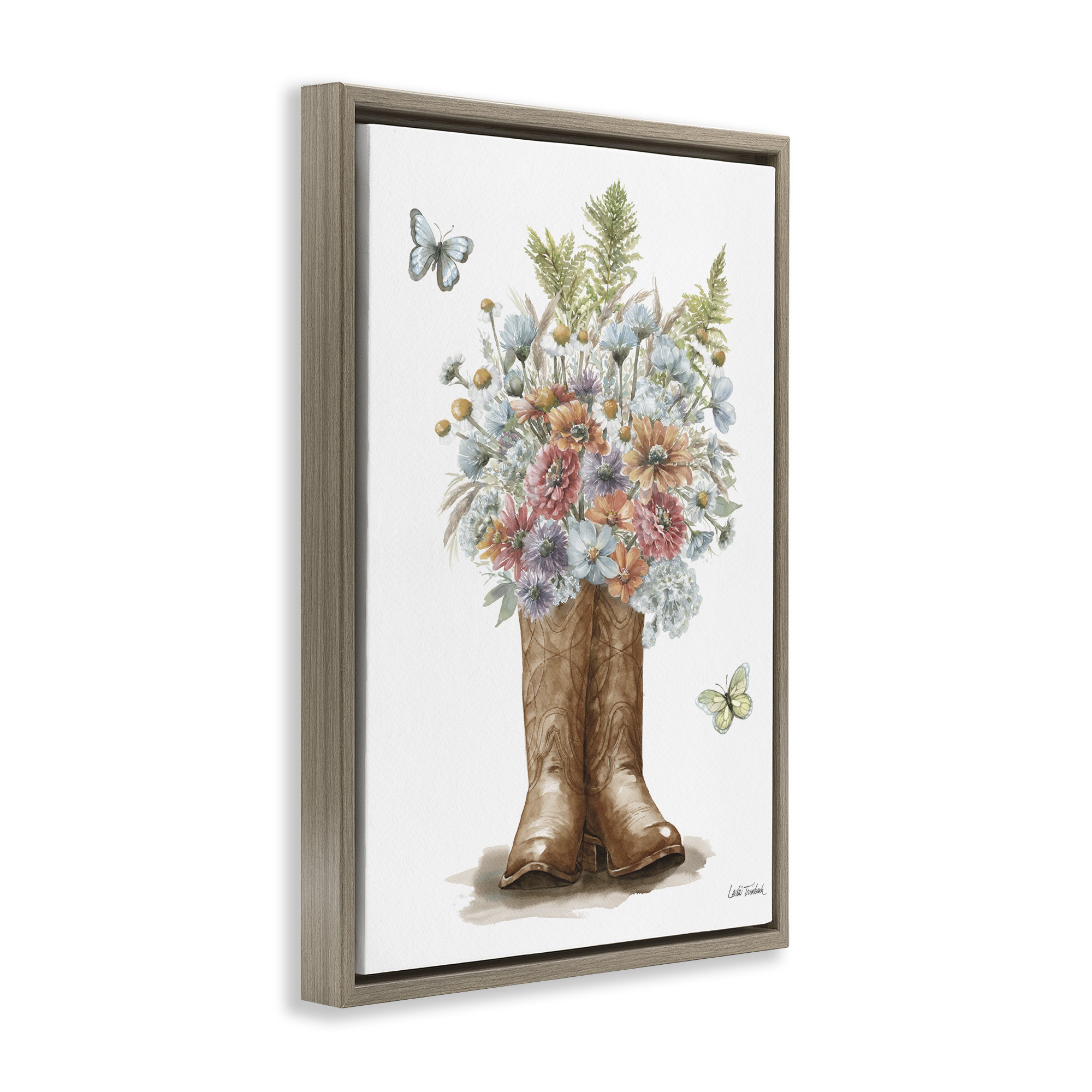 August Grove® Wildflower Western Bouquet Framed Floater Canvas by ...