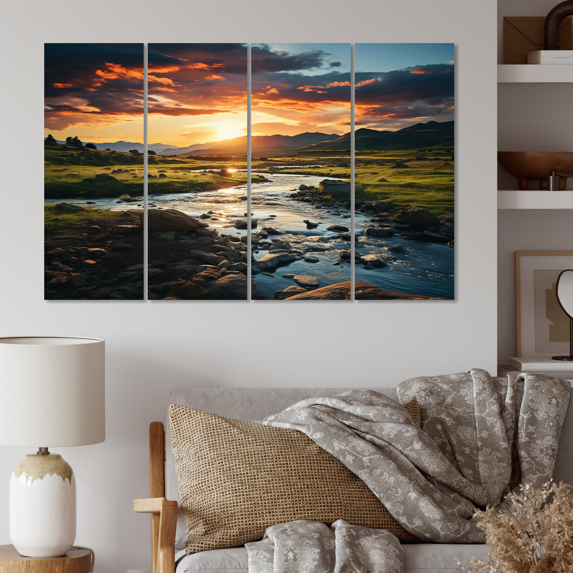 Millwood Pines Oregon River Landscape I On Canvas 4 Pieces Print | Wayfair
