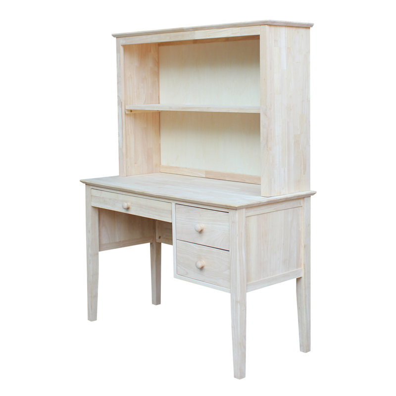 August Grove® Newville Solid Wood Desk with Hutch & Reviews | Wayfair