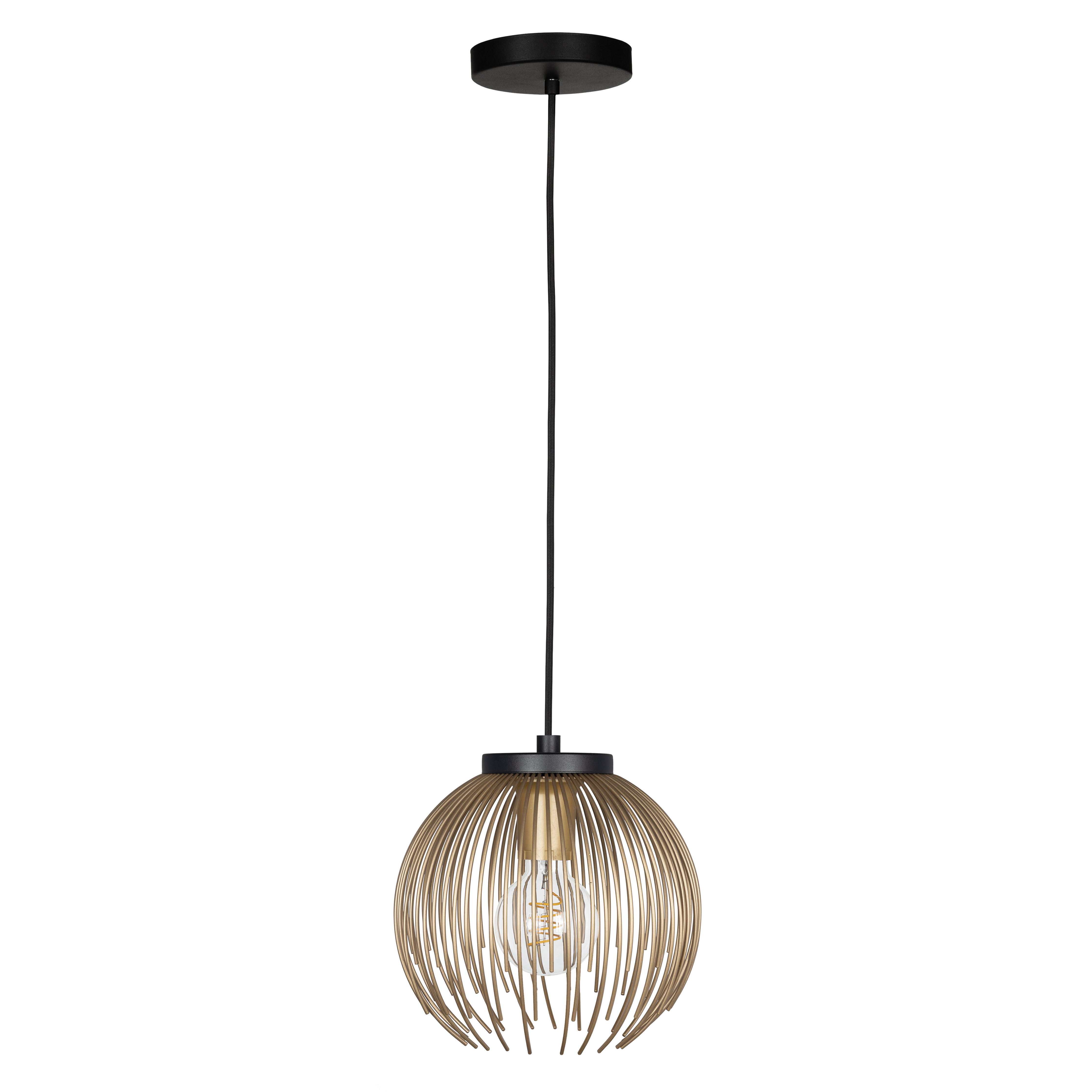 EGLO Venezuela 15.35-inch 1-Light Black and Gold Pendant Light | Wayfair