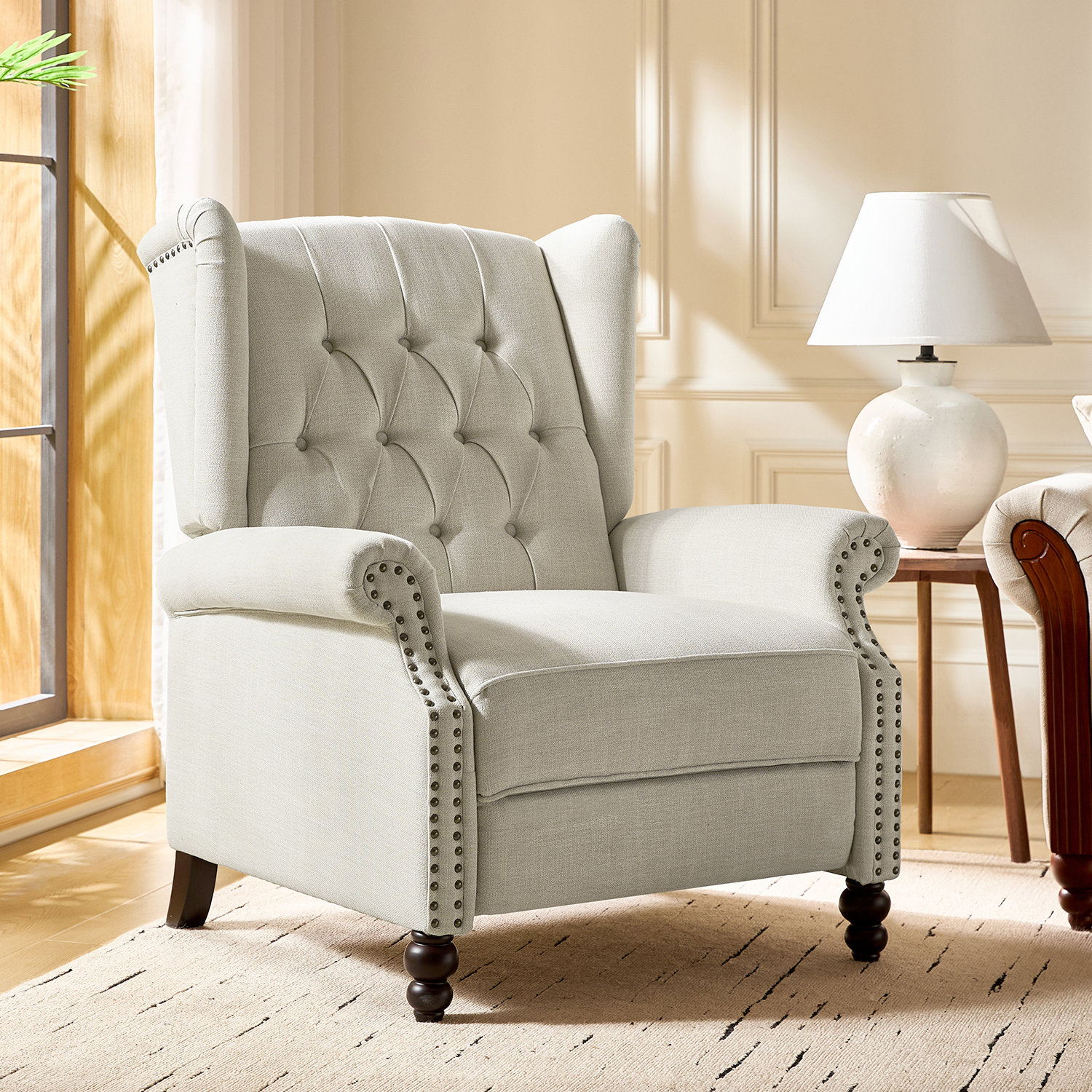 Charlton Home® Goudarz Traditional Manual Pushback Recliner with Solid ...