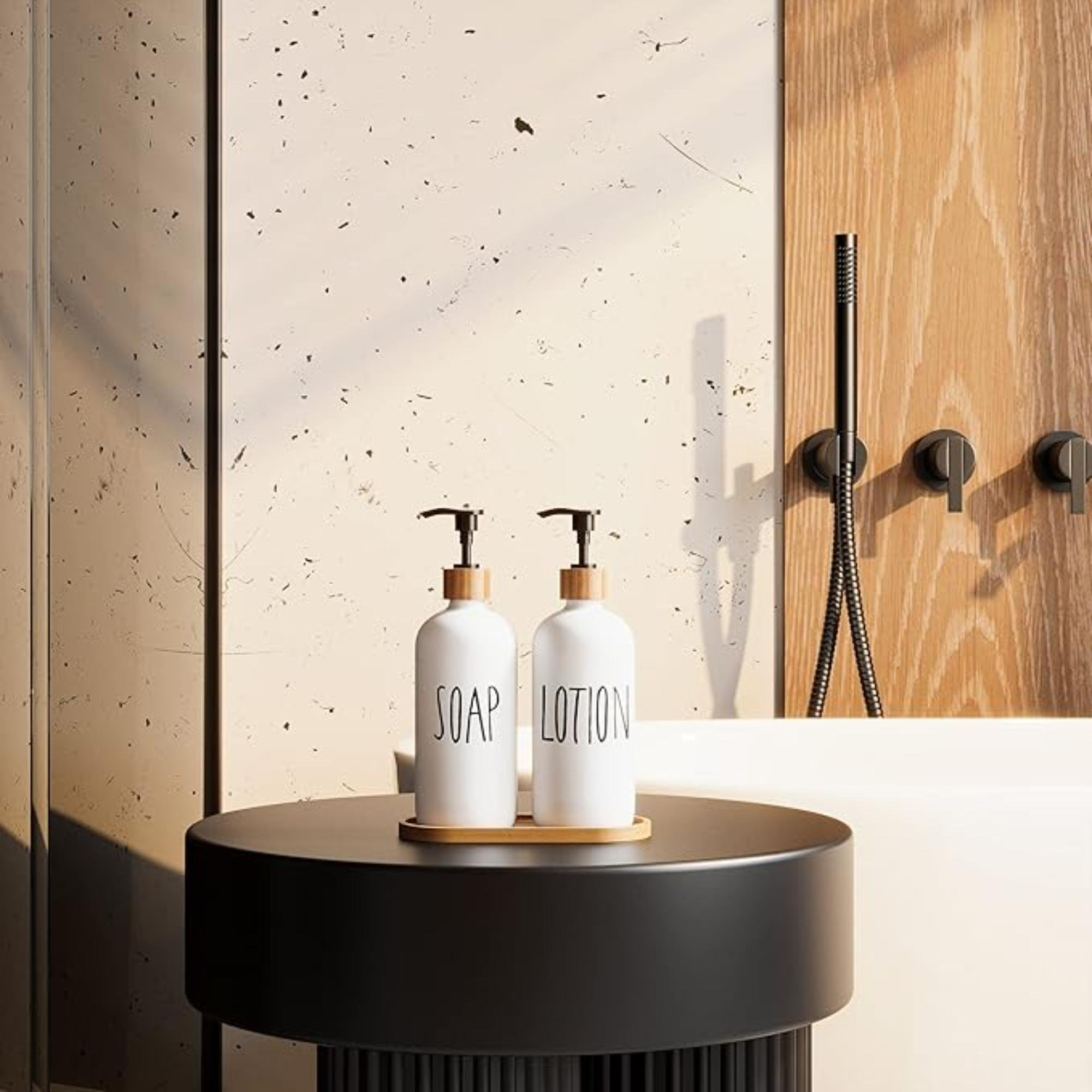 Latitude Run® Glass Lotion Dispenser,Refillable Matte Black Hand Lotion ...