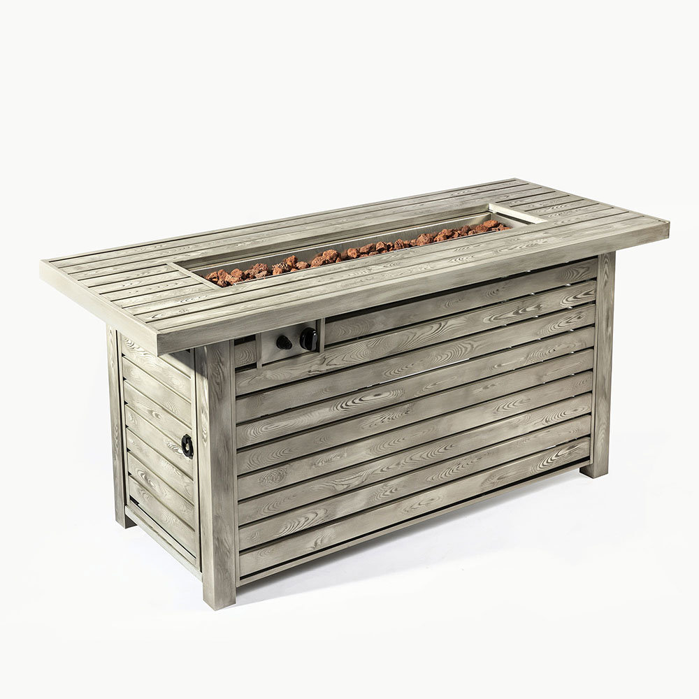 Loon Peak® Outdoor Fire Table Steel Fire Pit Table with Wood Grain ...