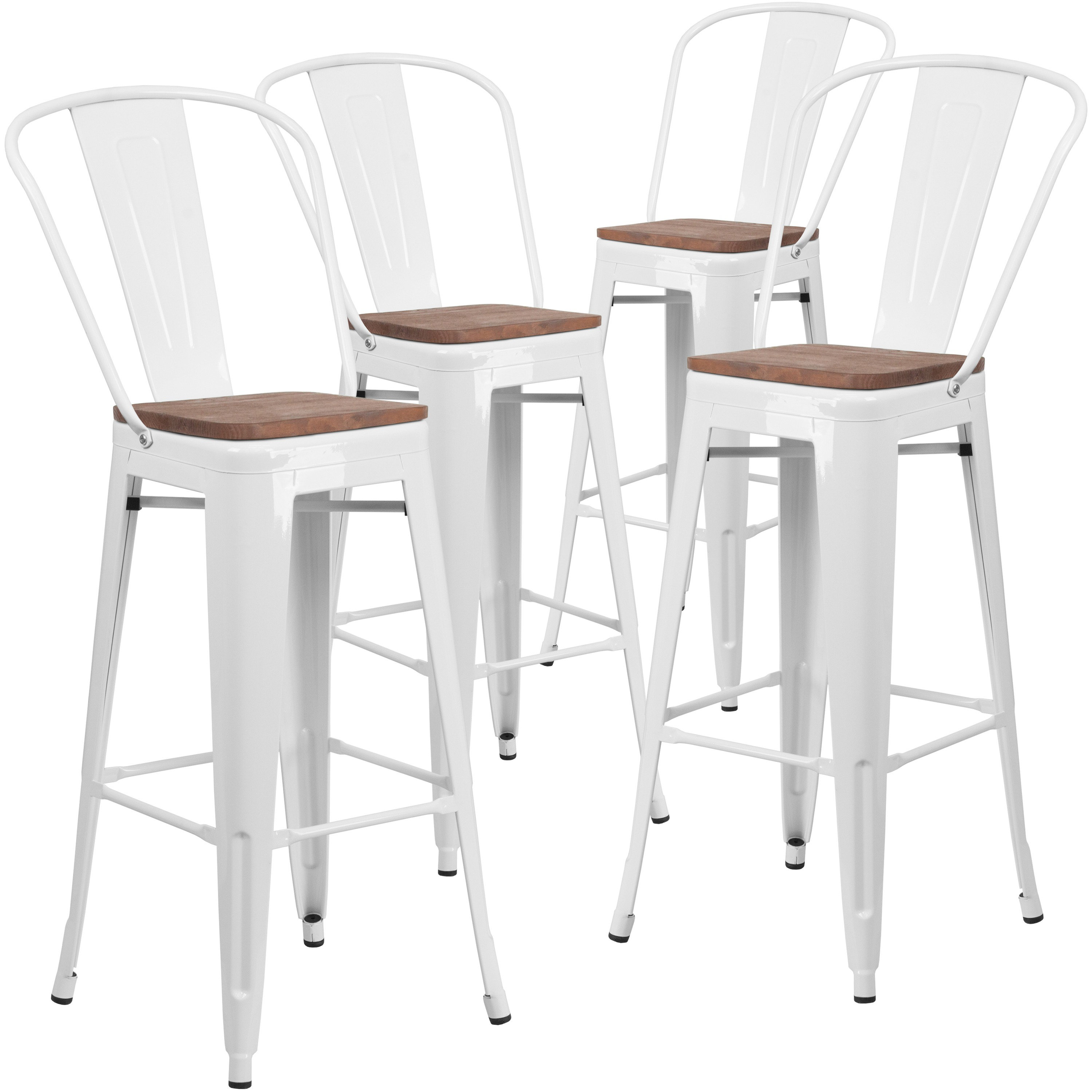 Flash Furniture Margherite Modern Bistro Metal Dining Stool with Curved ...