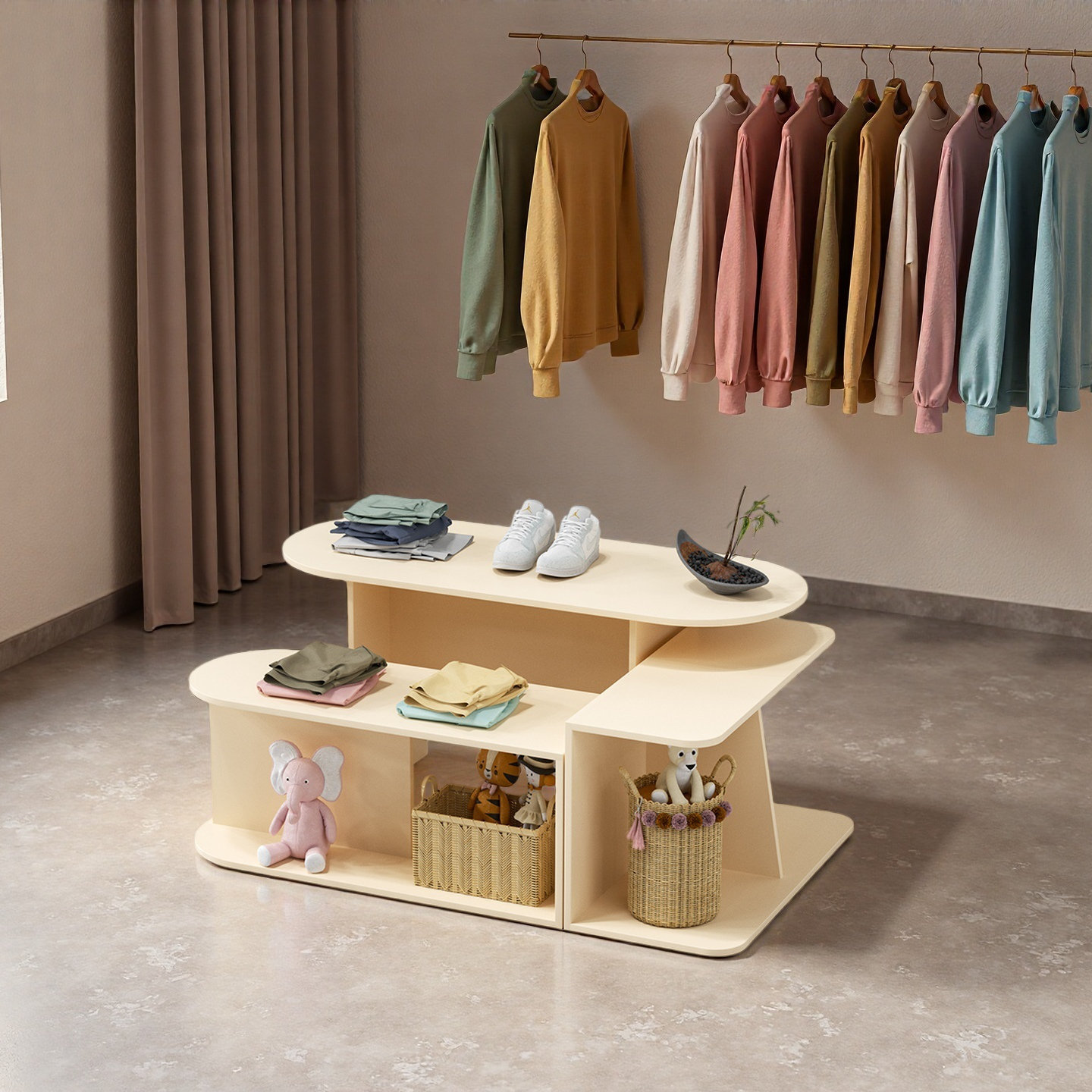 Orren Ellis Creative display table for clothing store | Wayfair