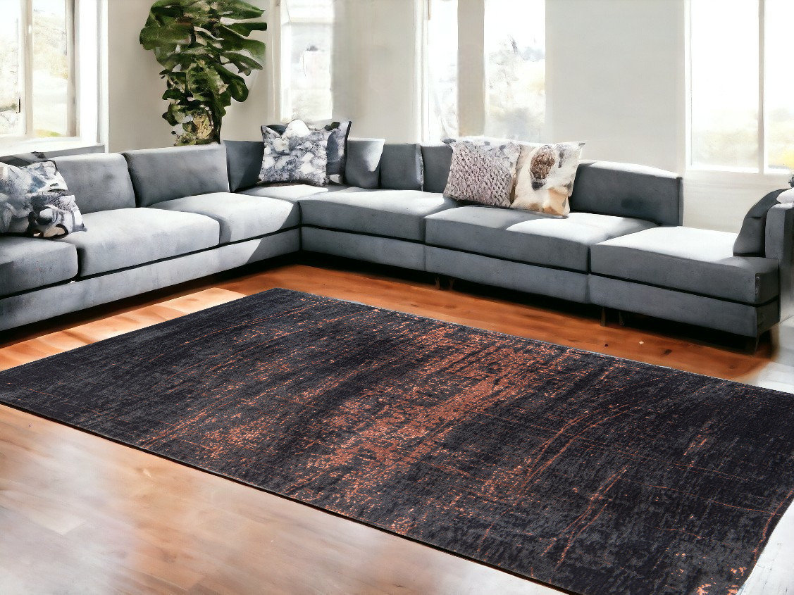 HomeRoots Tapis noir et doré antidérapant 8 pi x 11 pi - Wayfair Canada