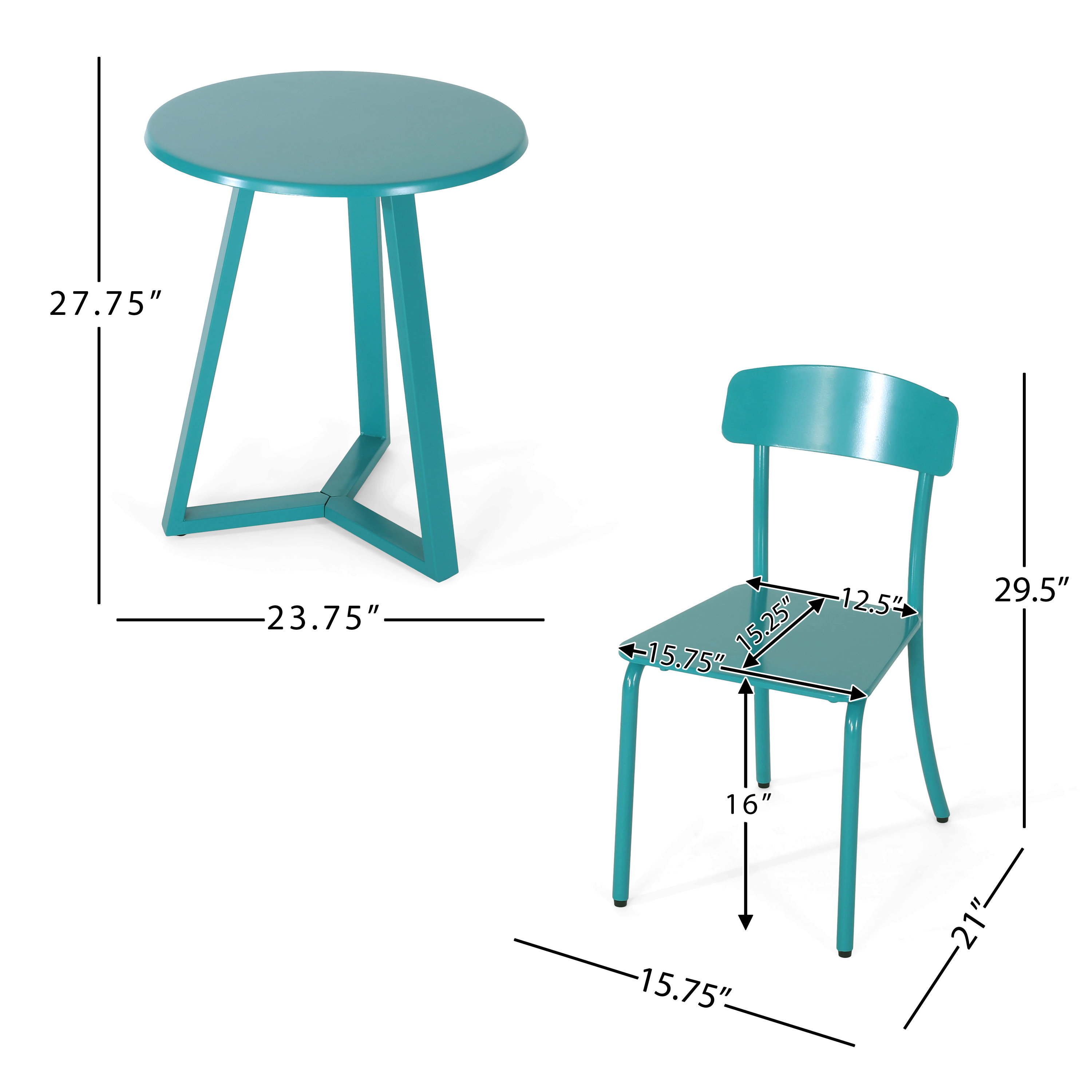 Hokku Designs Patio Taro Bistro Set, 3Pcs Metal Dining Sets | Wayfair