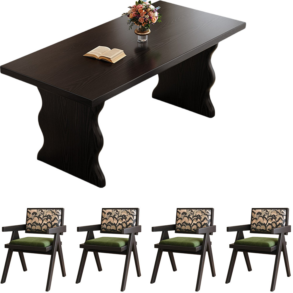 Graceful Nests Furnishings Black Ash Wood Slab Dining Set - Wayfair Canada